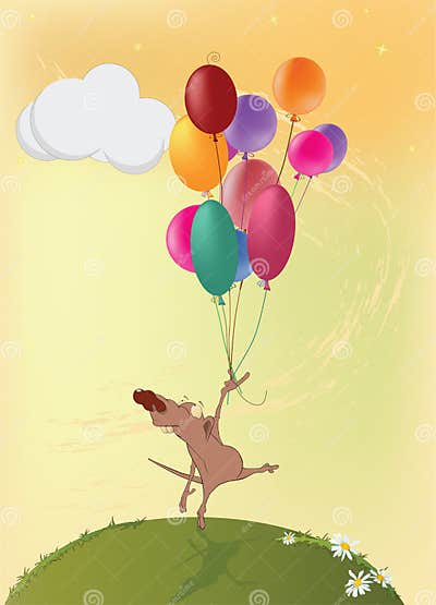 Little Mouse and Balloons. Cartoon Stock Vector - Illustration of ...