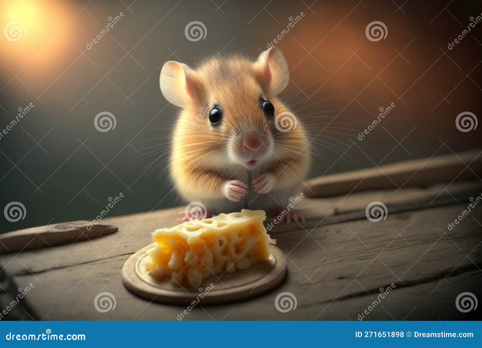 A Little Mouse Eating Cheese on the Table ,AI Generated Stock ...
