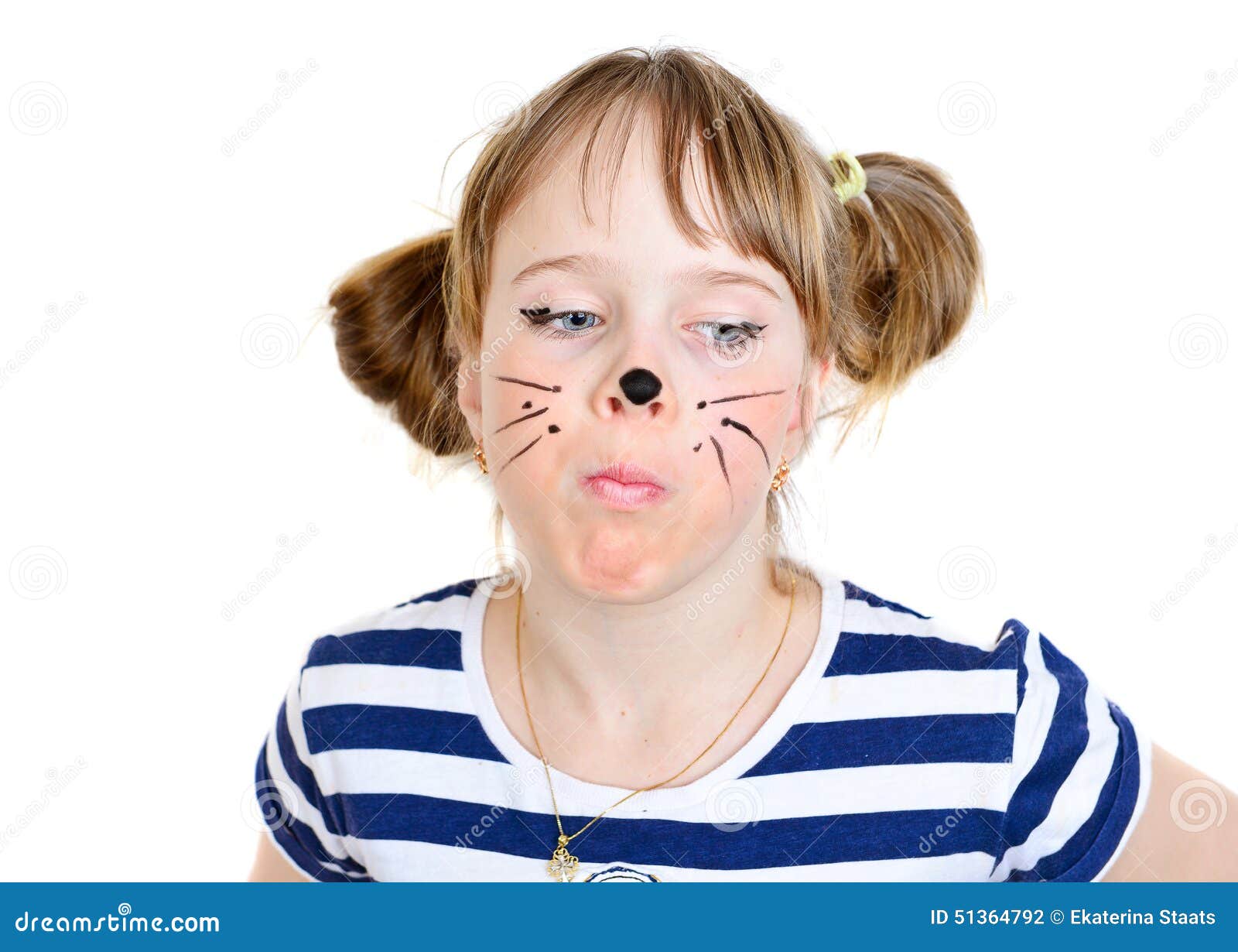 Little Mouse Girl with Funny Face Stock Photo - Image of facepainting ...