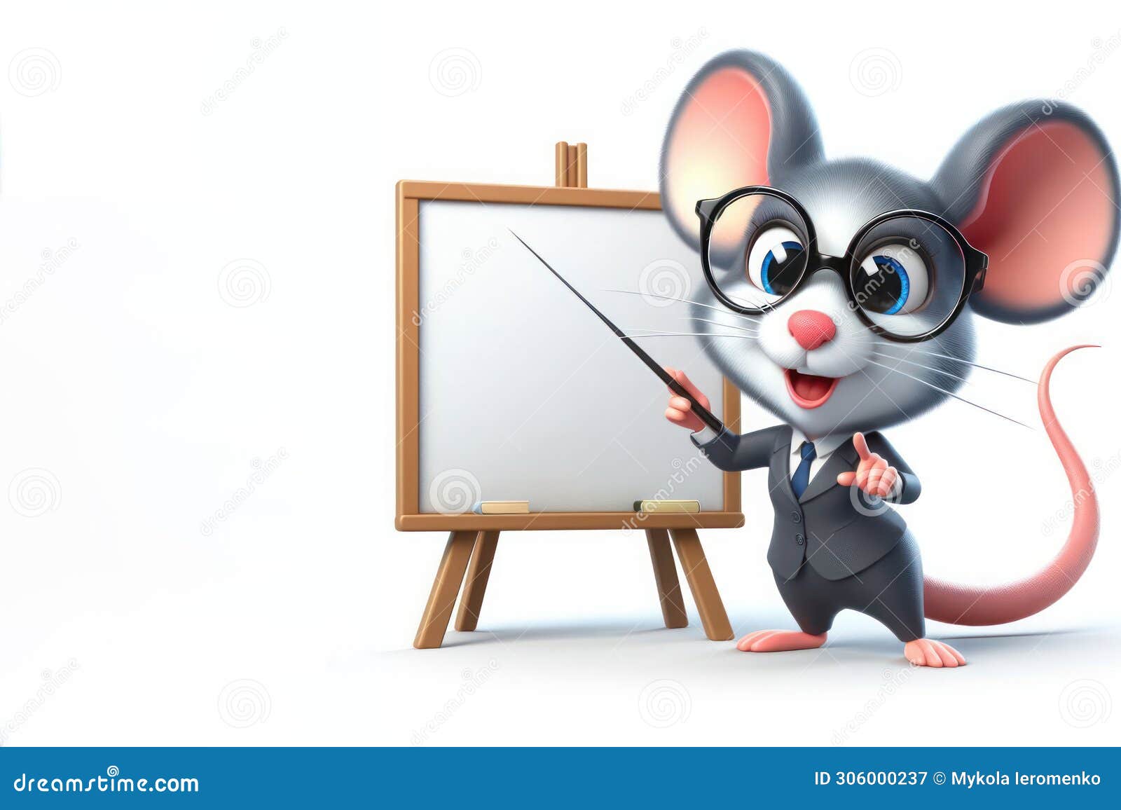 Little Mouse Teacher Near the Teaching Board. Place for Text. Stock ...