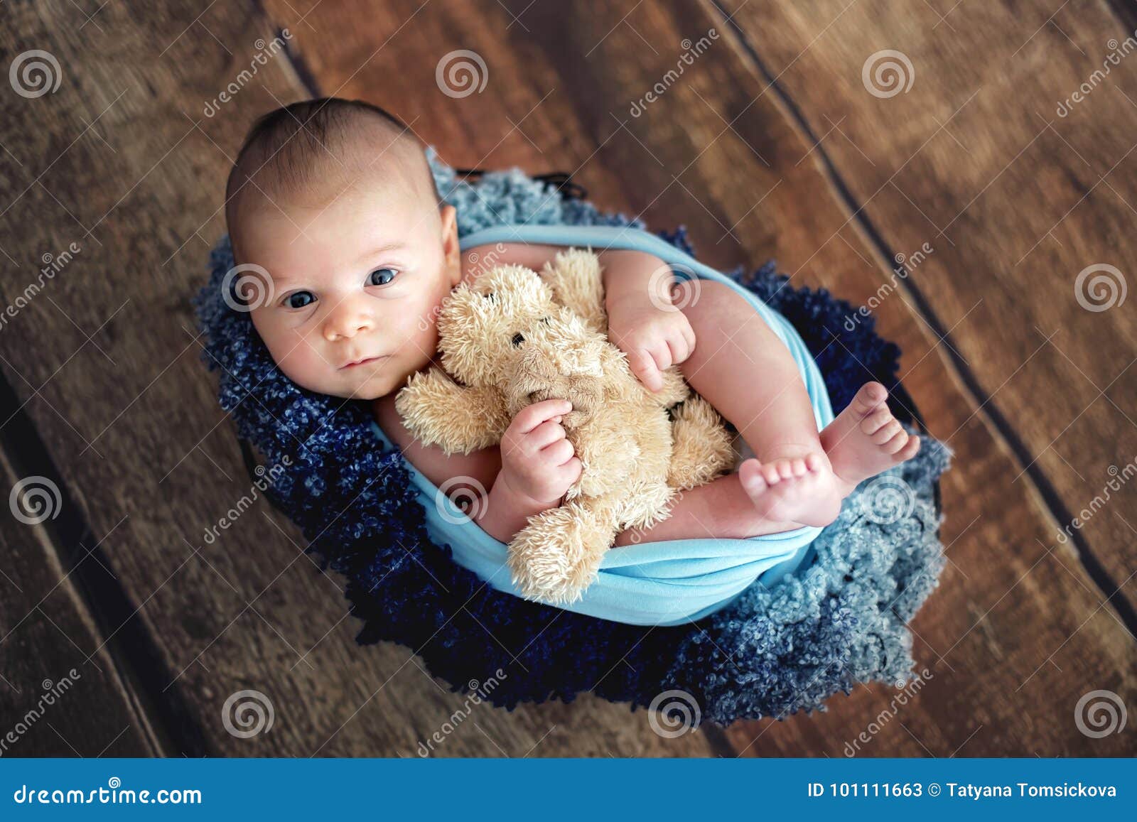 Little Newborn Baby Boy, Looking Curiously at Camera Stock Image ...