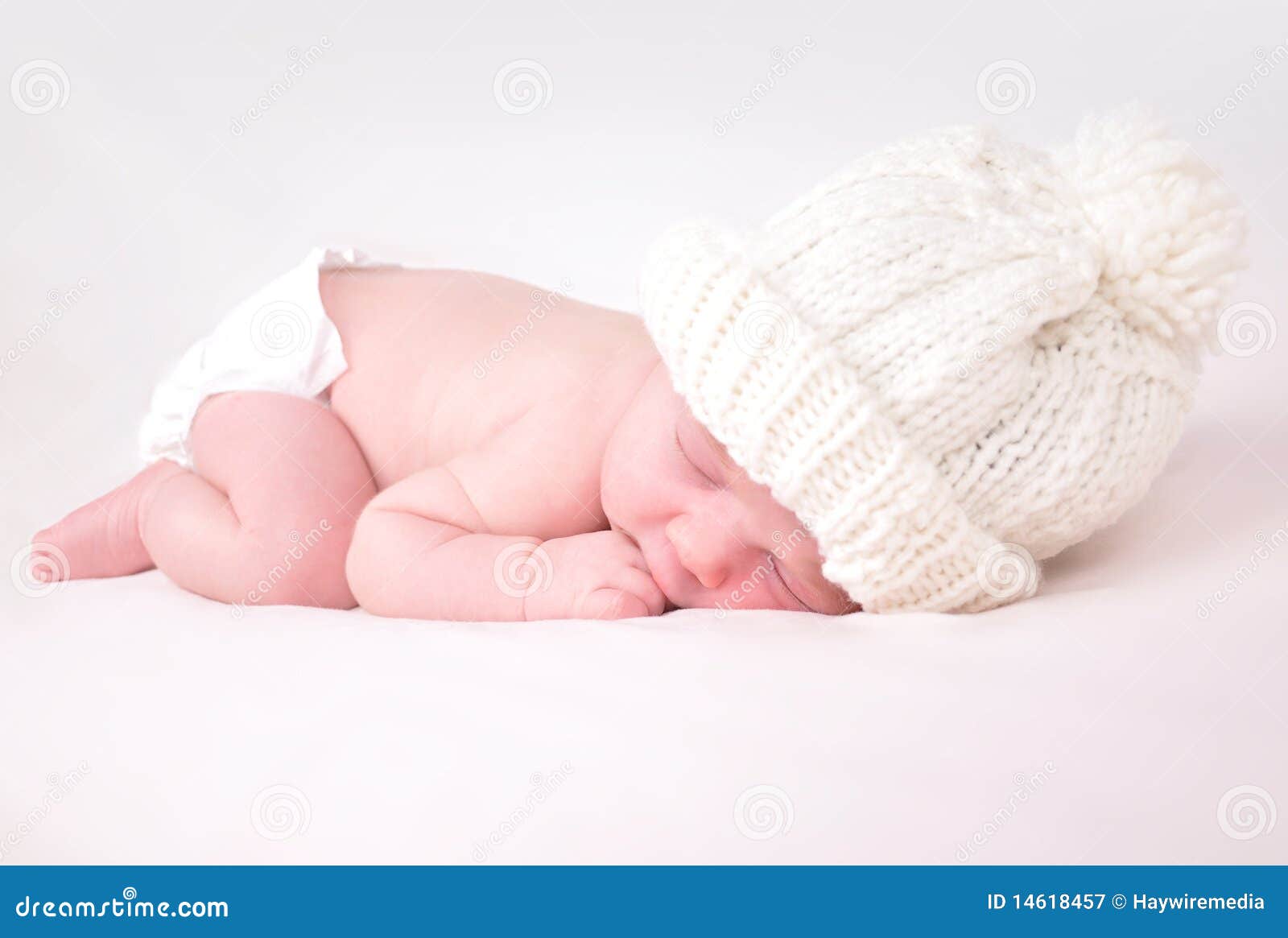 Little Newborn Baby Sleeping on White Background Stock Image - Image of ...