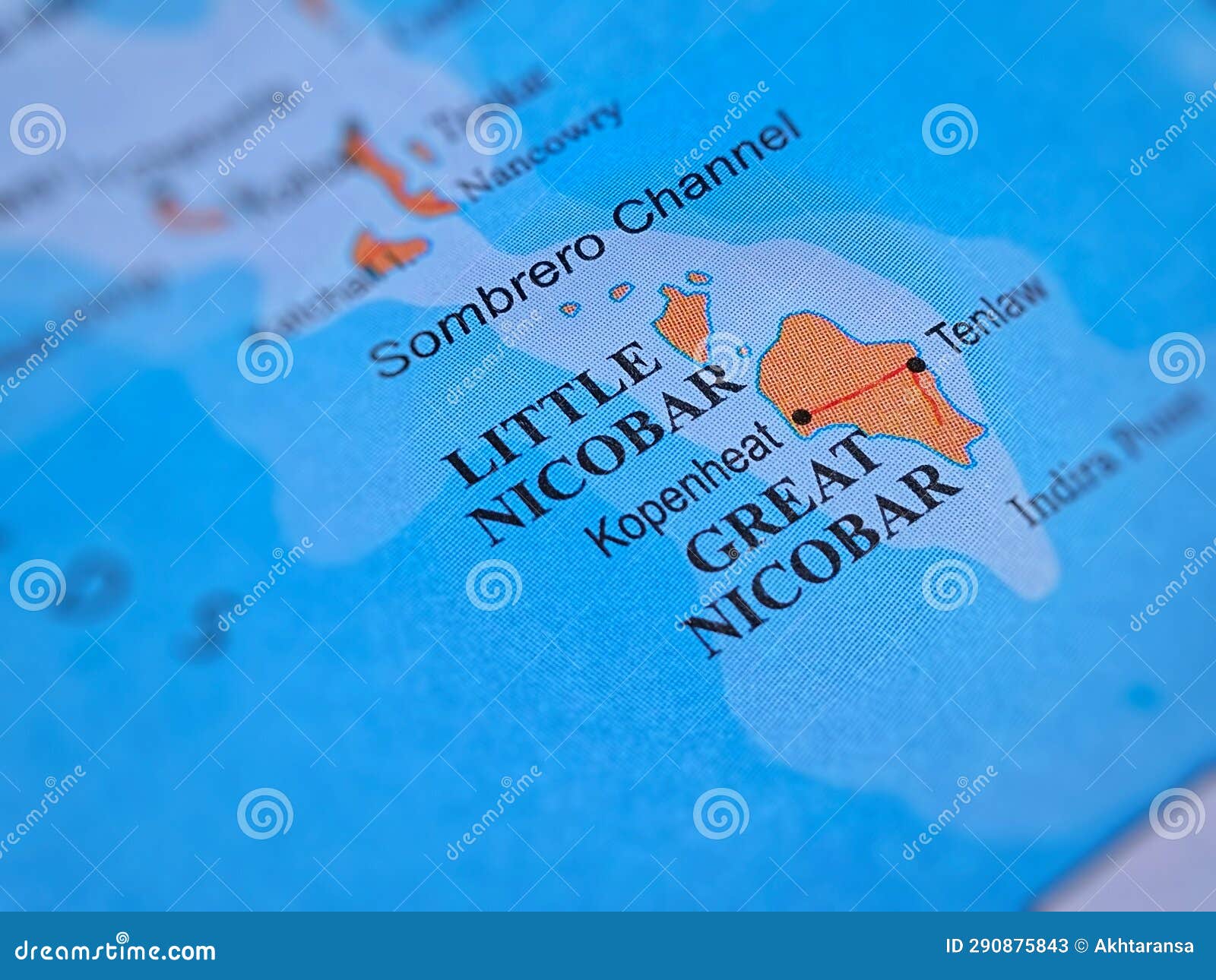 Little Nicobar and Great Nicobar on a Map of India with Blur Effect ...