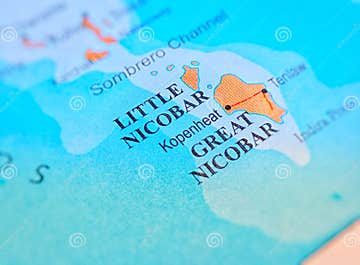 Little Nicobar and Great Nicobar on a Map of India with Blur Effect ...