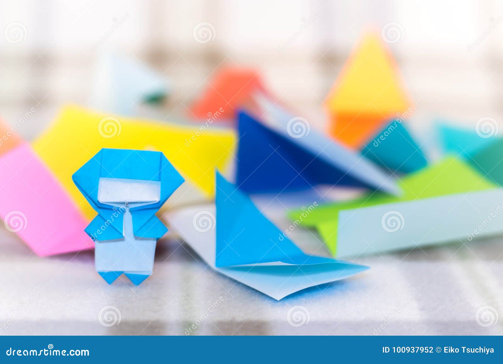 The Little Ninja Kid are Teaching How To Play Origami Stock Photo ...
