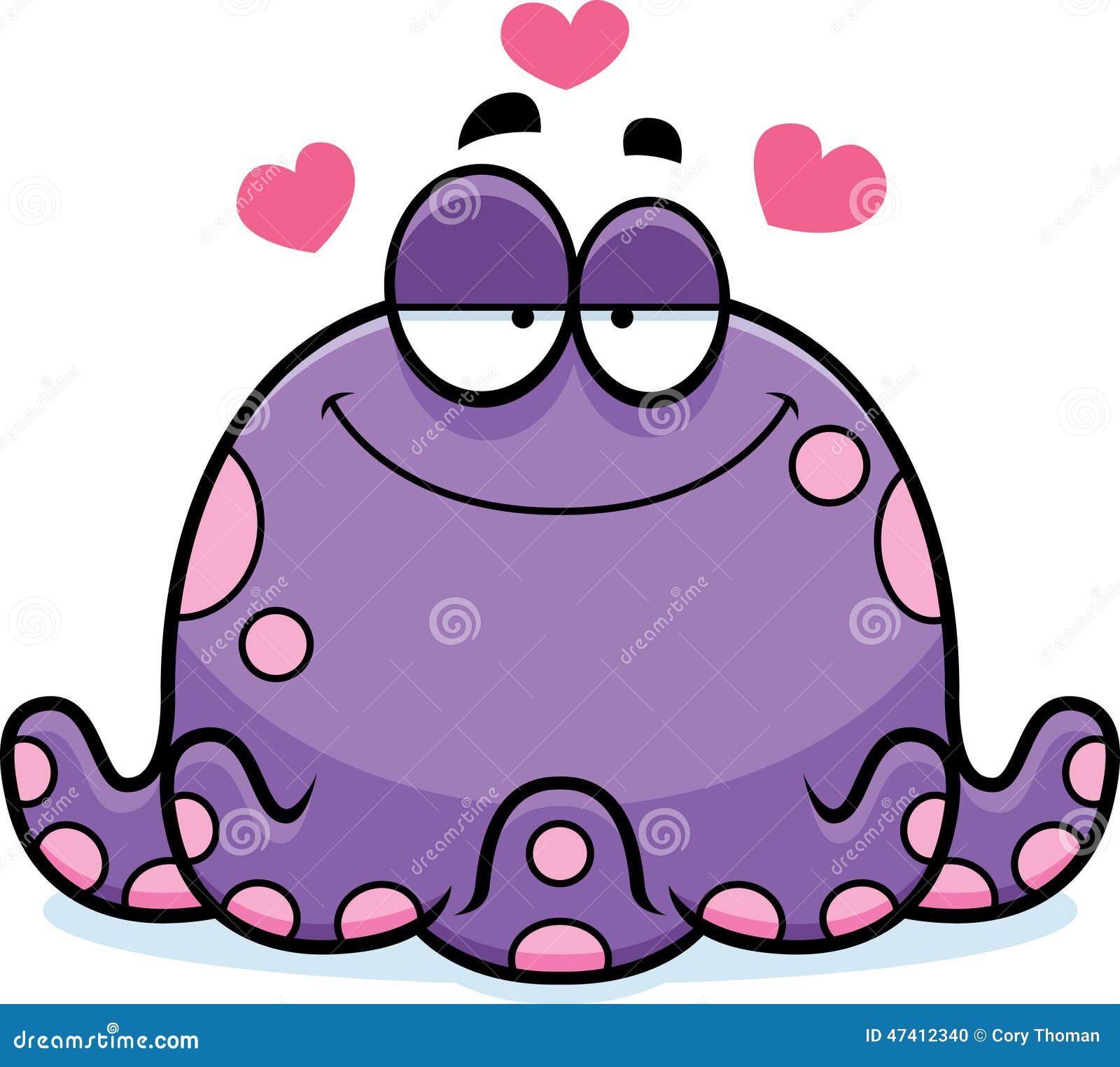 Little Octopus in Love stock vector. Illustration of enamored - 47412340