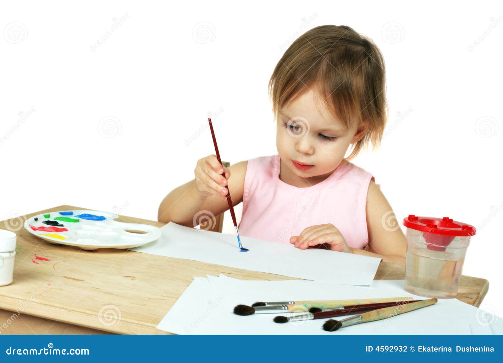 Little painter stock photo. Image of girl, bright, elementary - 4592932