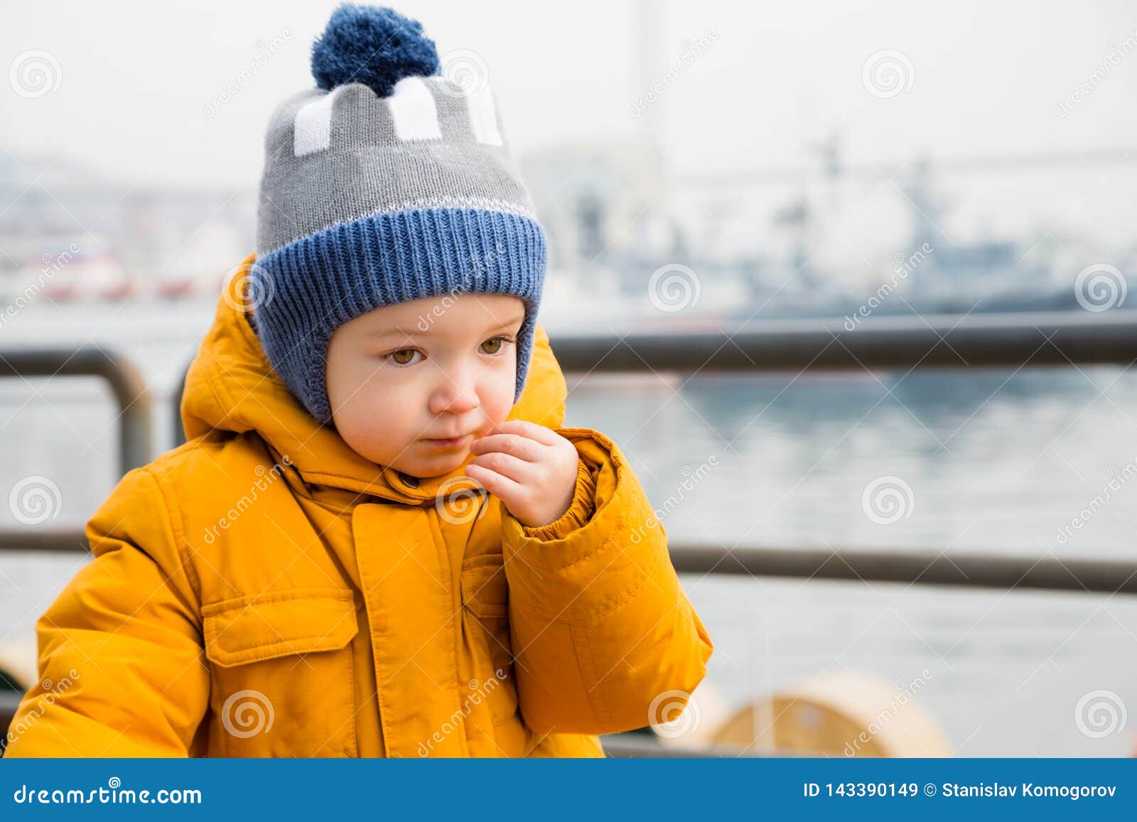 Little Pensive Boy on the Waterfront Stock Image - Image of people ...