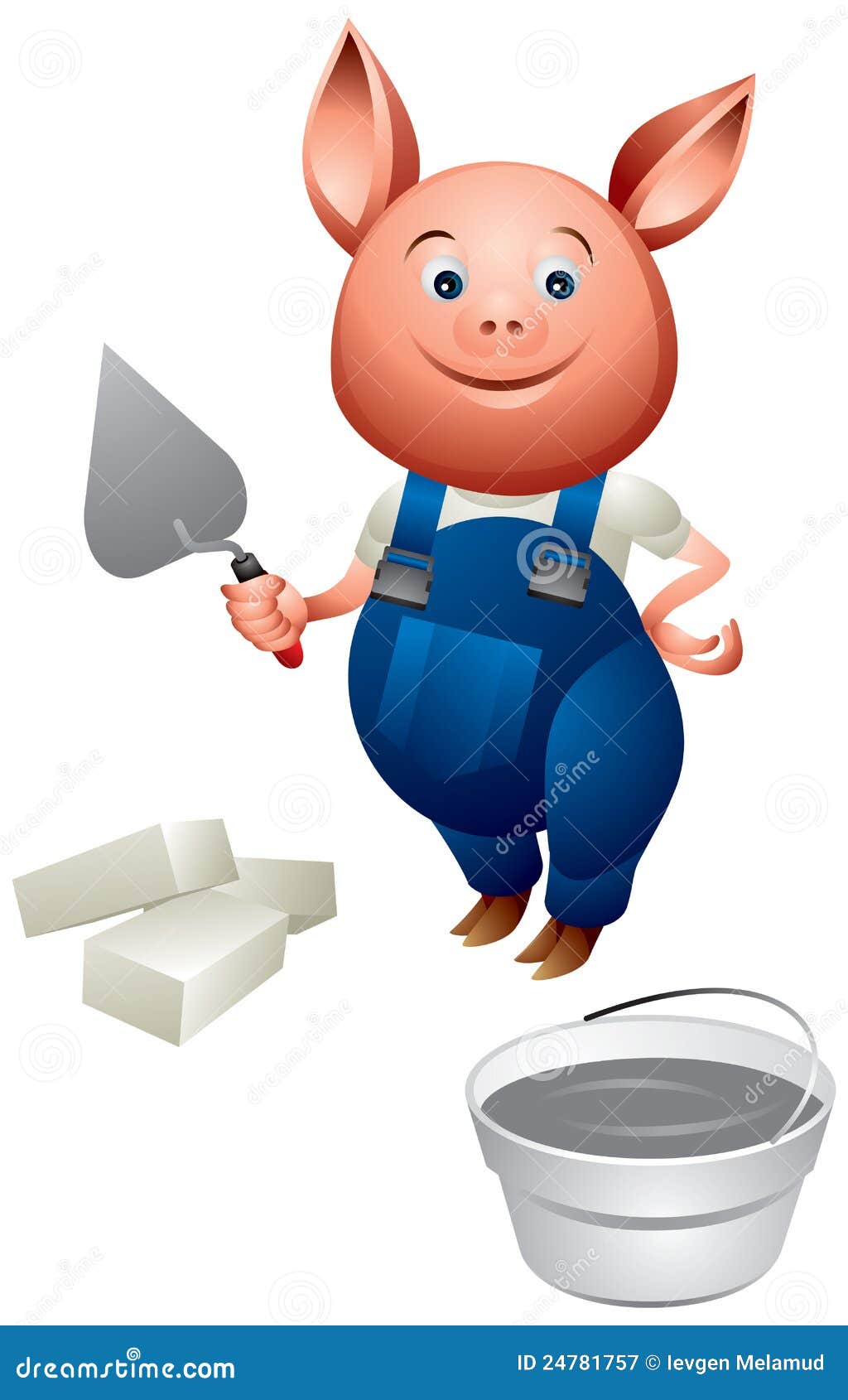 Little Pig As Bricklayer in the Builder Uniform Stock Vector ...
