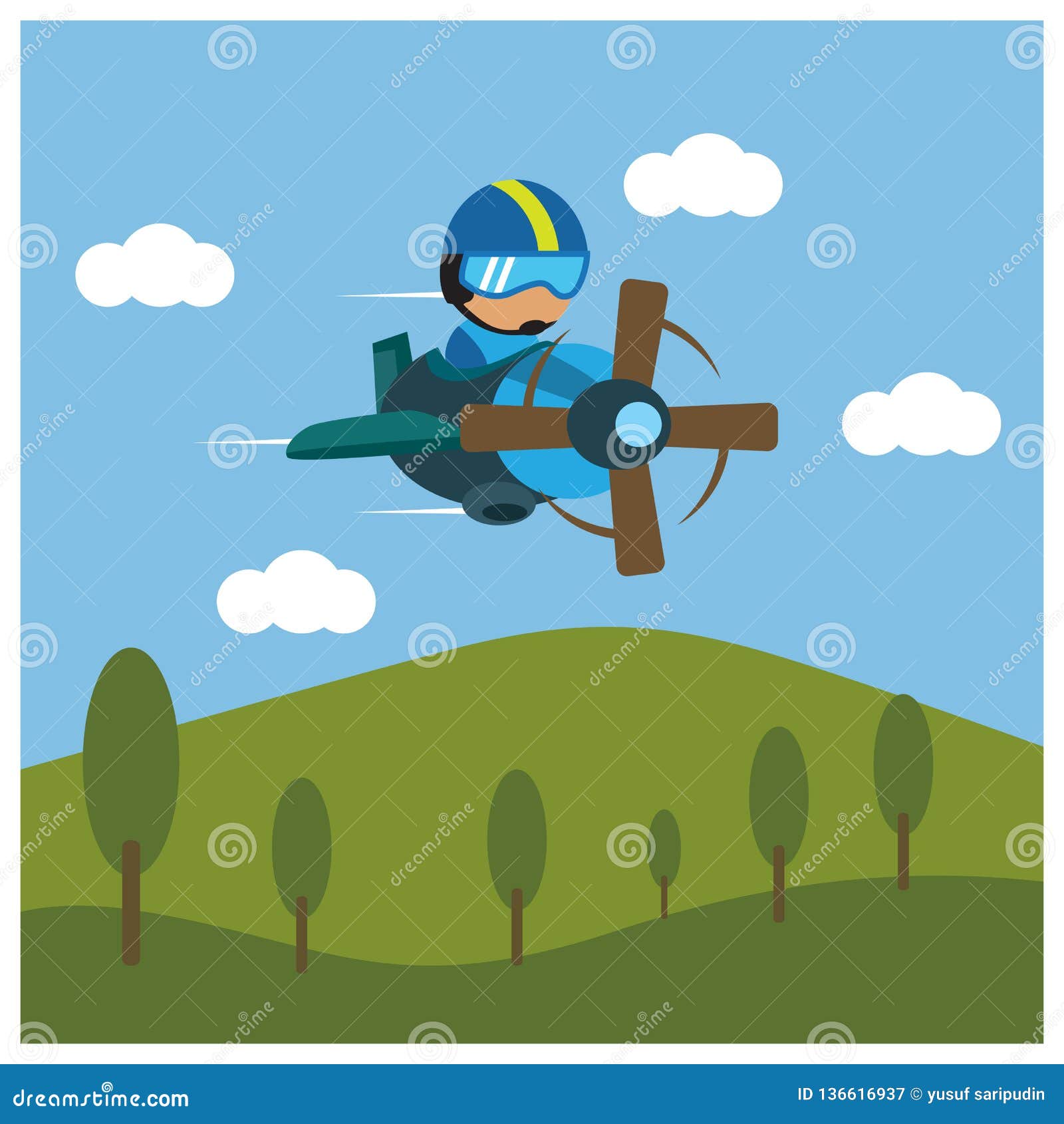 The Little Pilot Girl Is Wearing The Helmet And The Cute Fairy Wings On ...