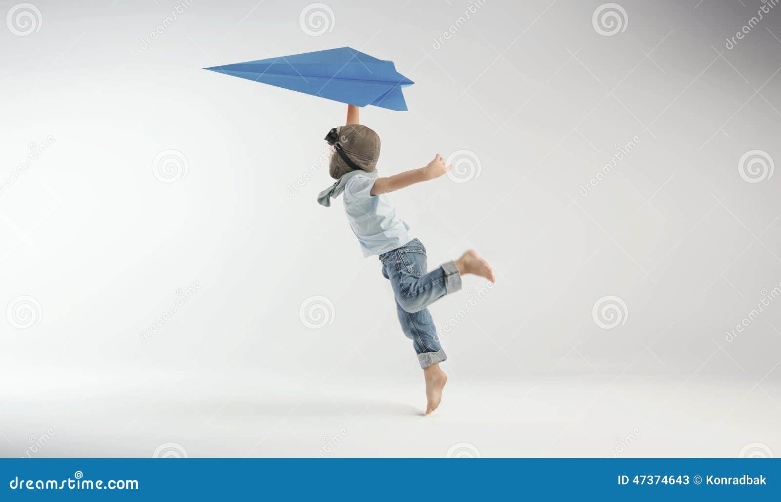 Little Pilot Playing Paper Plane Stock Image - Image of action ...