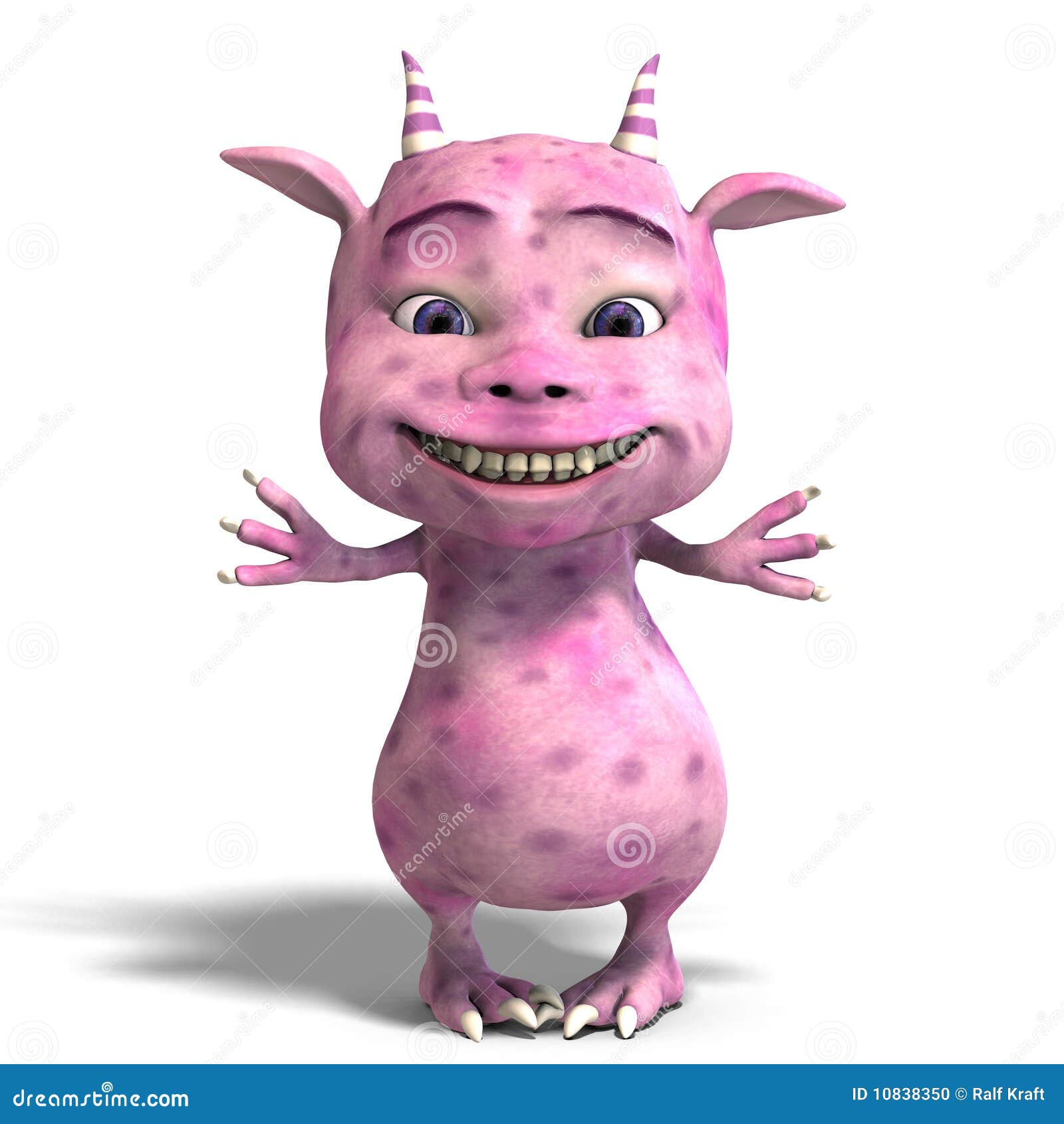 Little Pink Cute Toon Dragon Devil Stock Illustration - Illustration of ...
