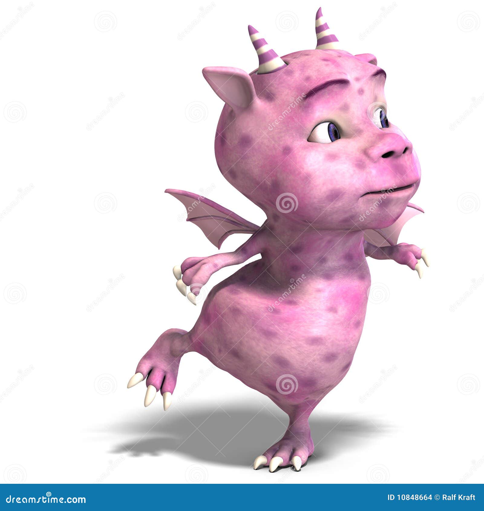 Little Pink Cute Toon Dragon Devil Stock Illustration - Illustration of ...