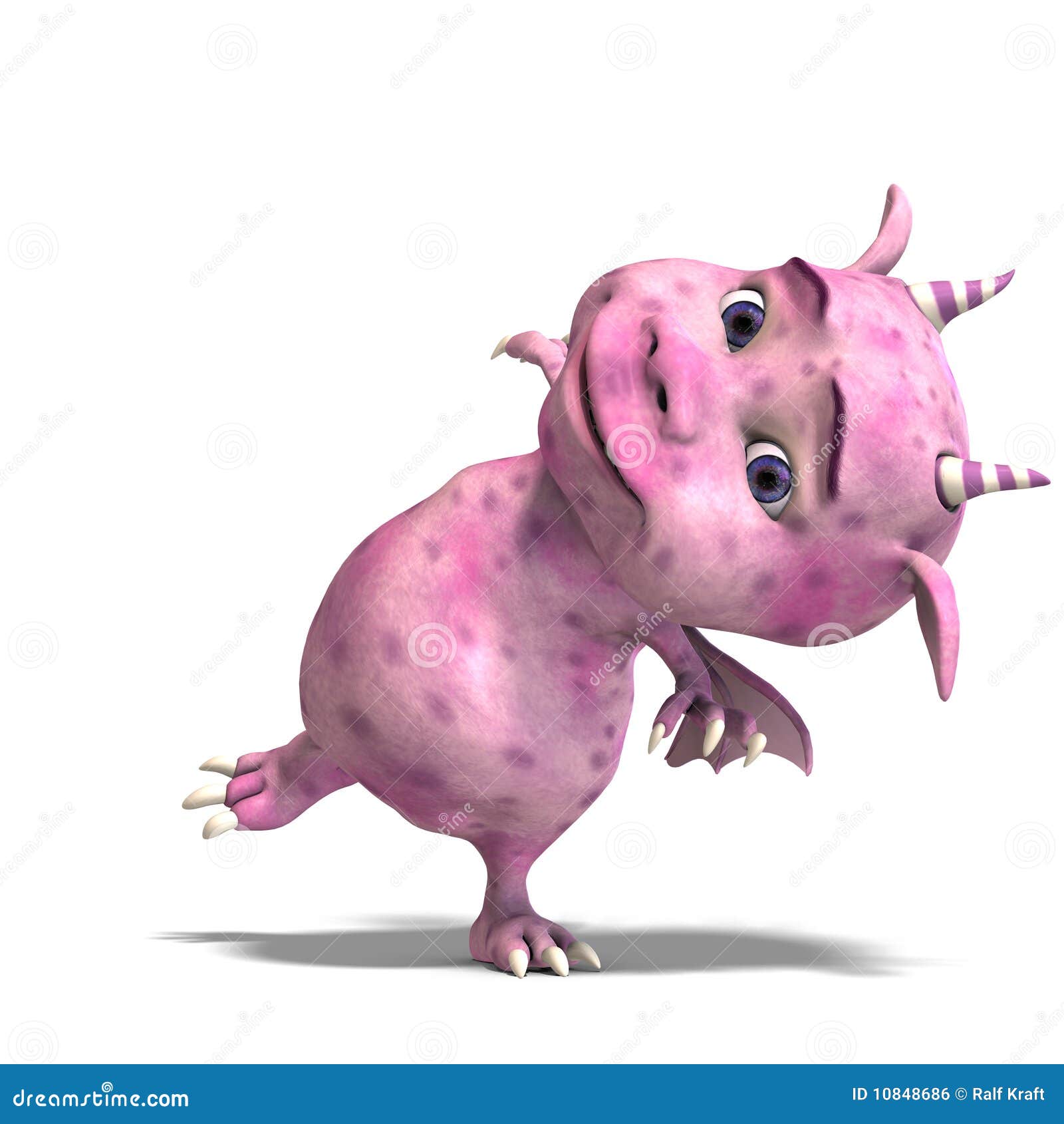 Little Pink Cute Toon Dragon Devil Stock Illustration - Illustration of ...
