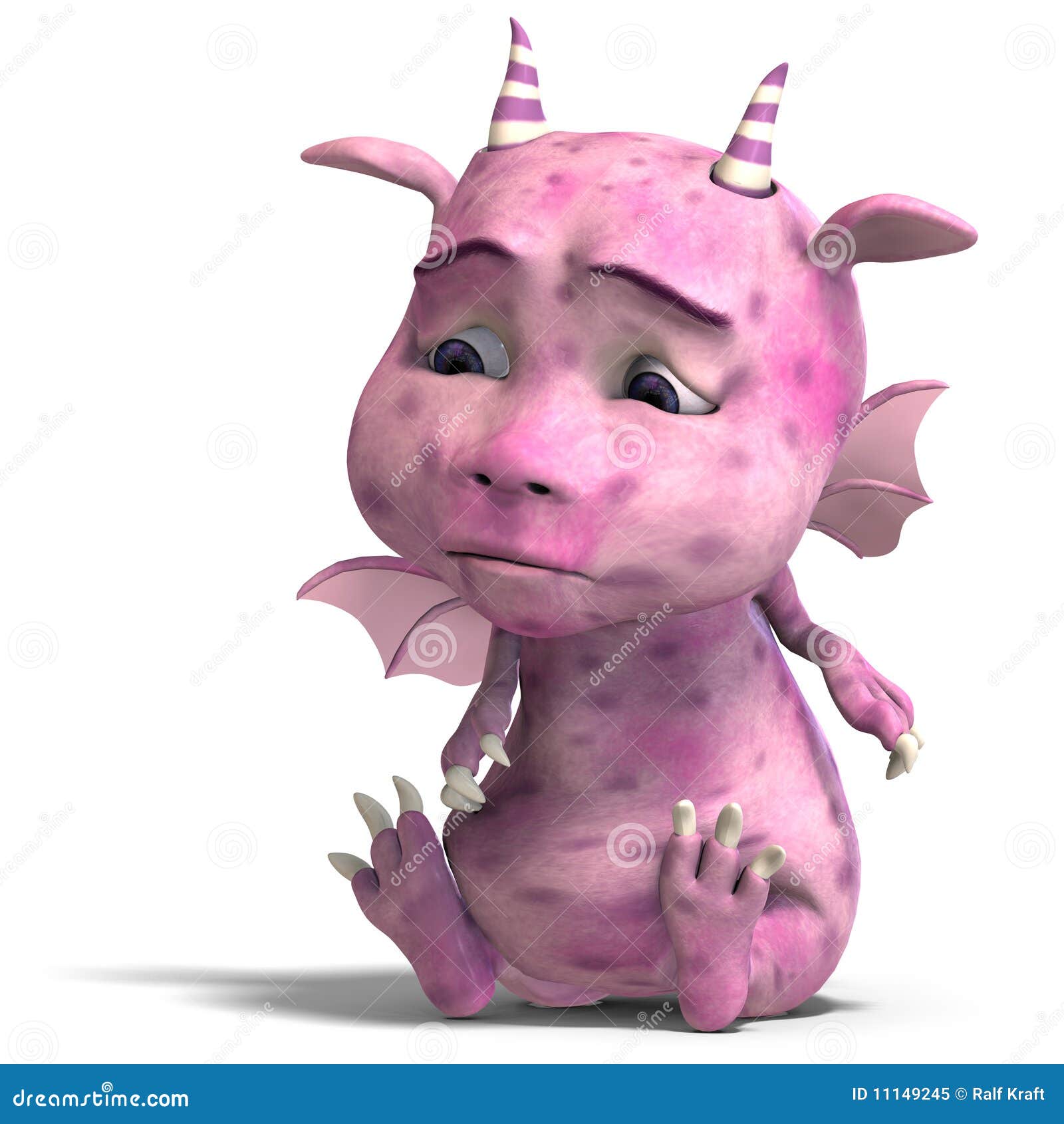 Little Pink Cute Toon Dragon Devil Stock Illustration - Illustration of ...