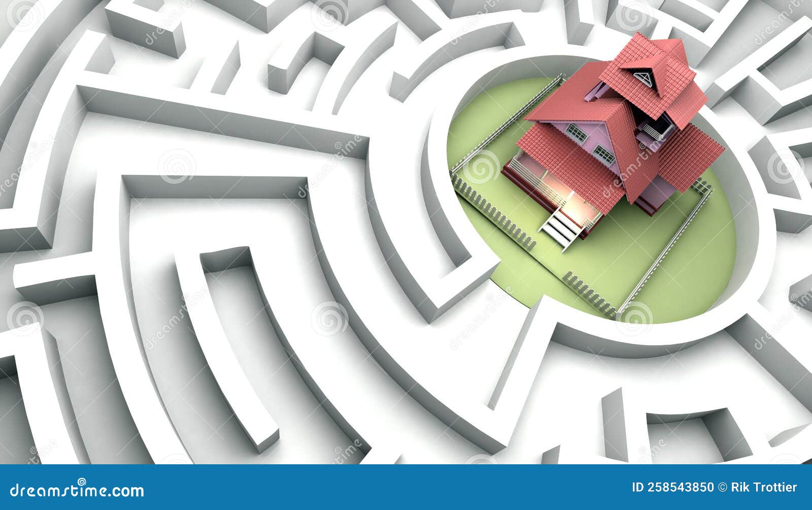 Little Pink House At The Middle Of A Large Maze Royalty-Free Stock ...