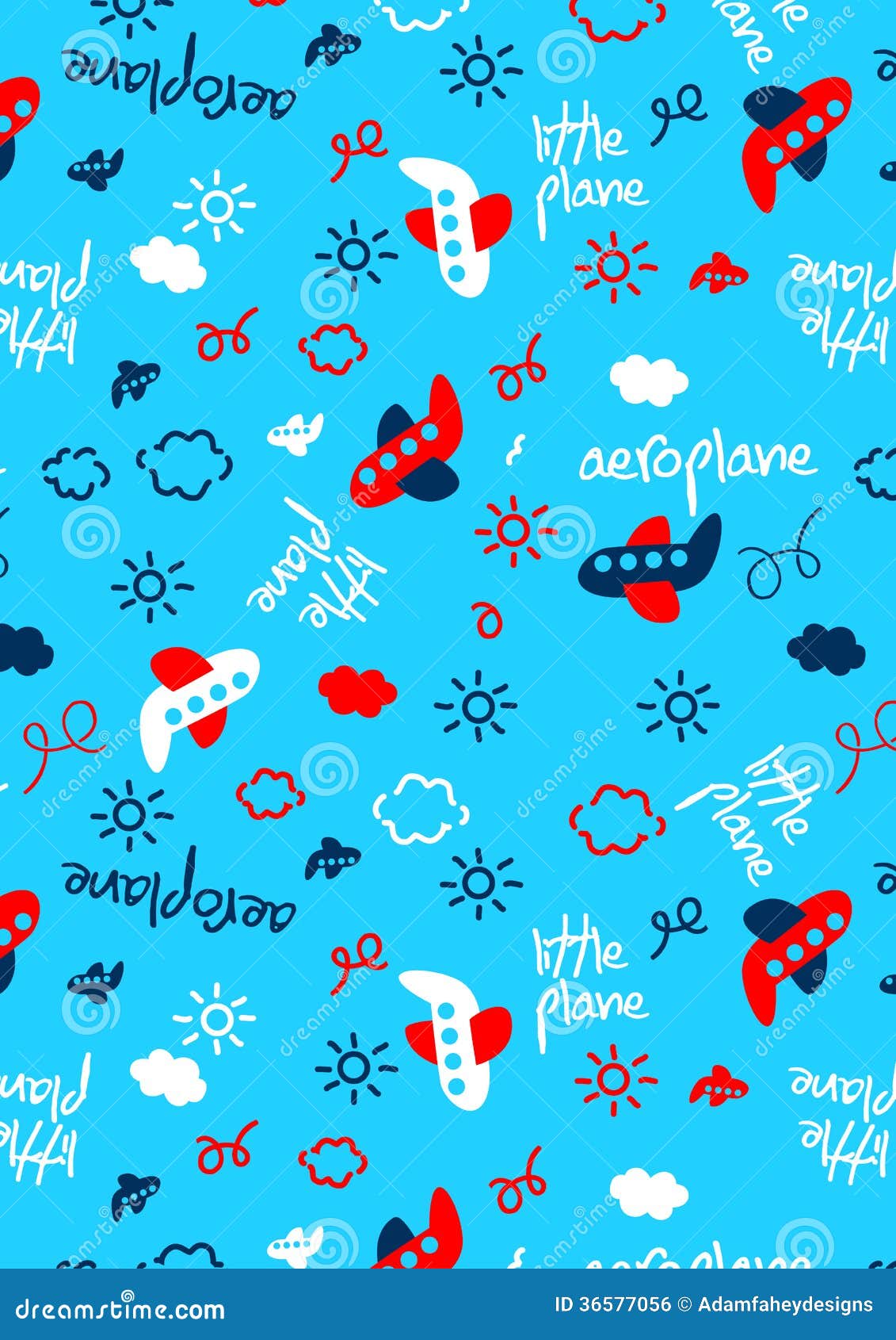 Little Plane Repeat Pattern. Stock Vector - Illustration of blue ...