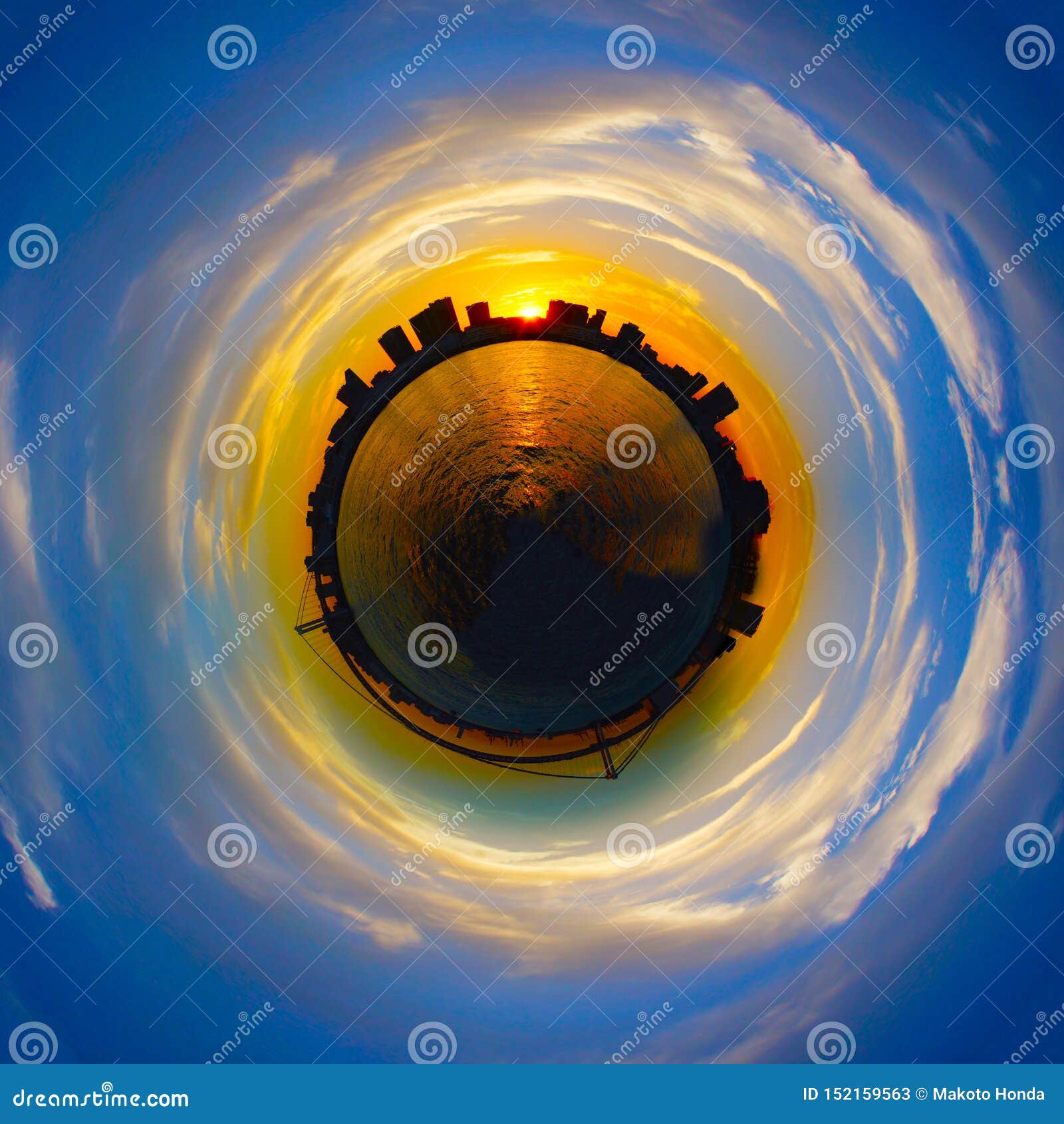 Little Planet tokyo sunset stock illustration. Illustration of rainbow ...