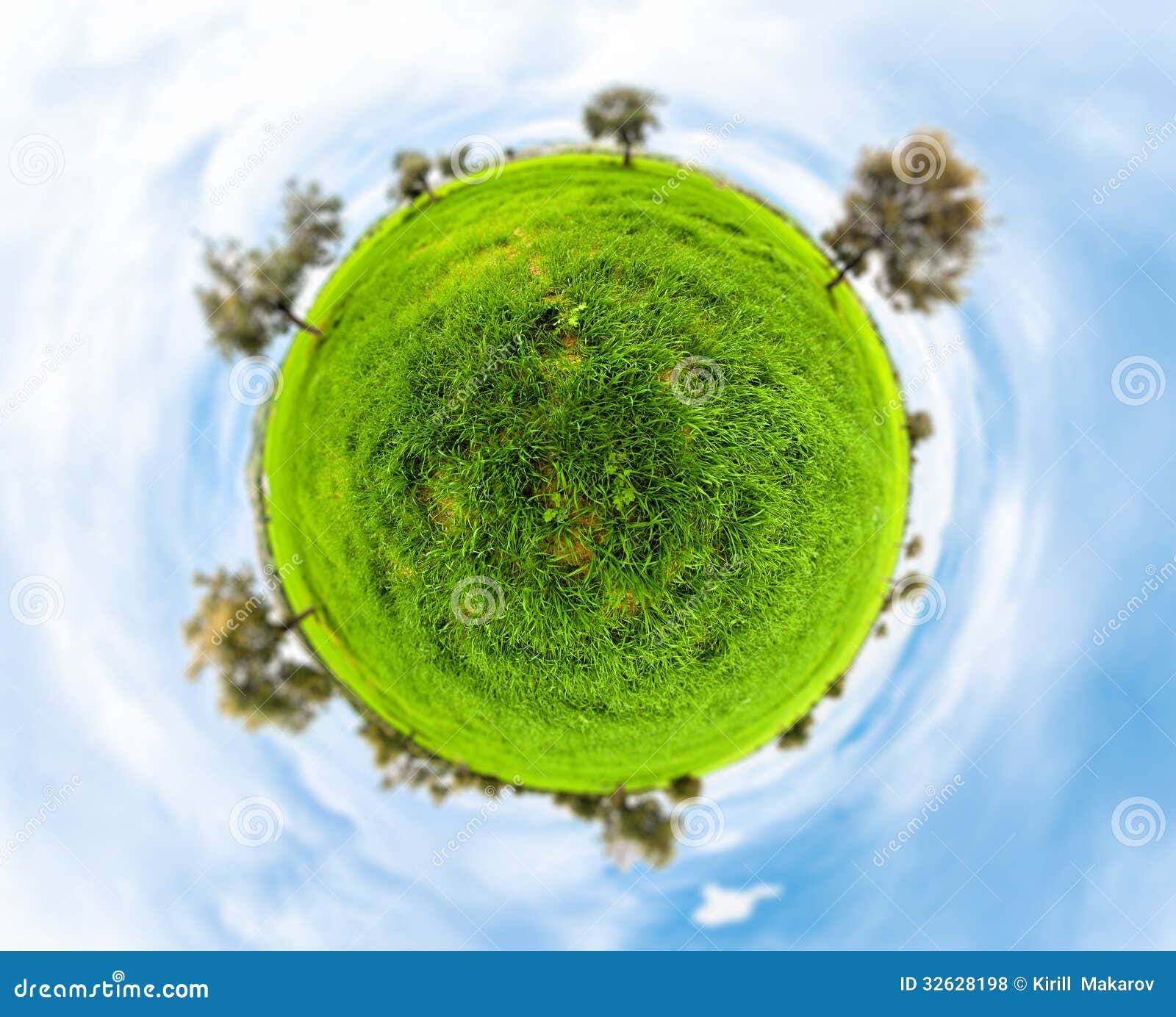Little Planet with Clear Thick Grass Lawn Stock Photo - Image of ...