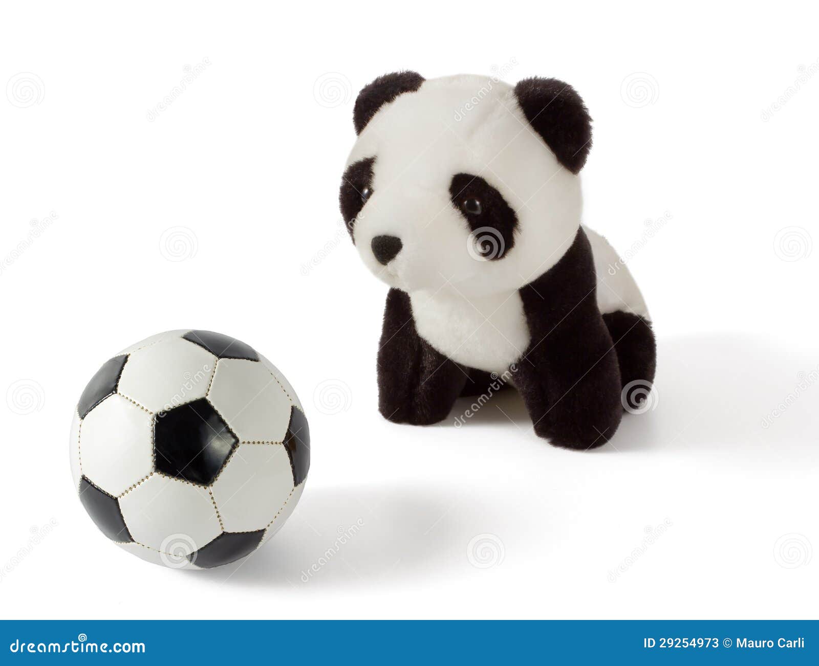 Little Plush Panda with Soccer Ball Stock Image - Image of plushy ...