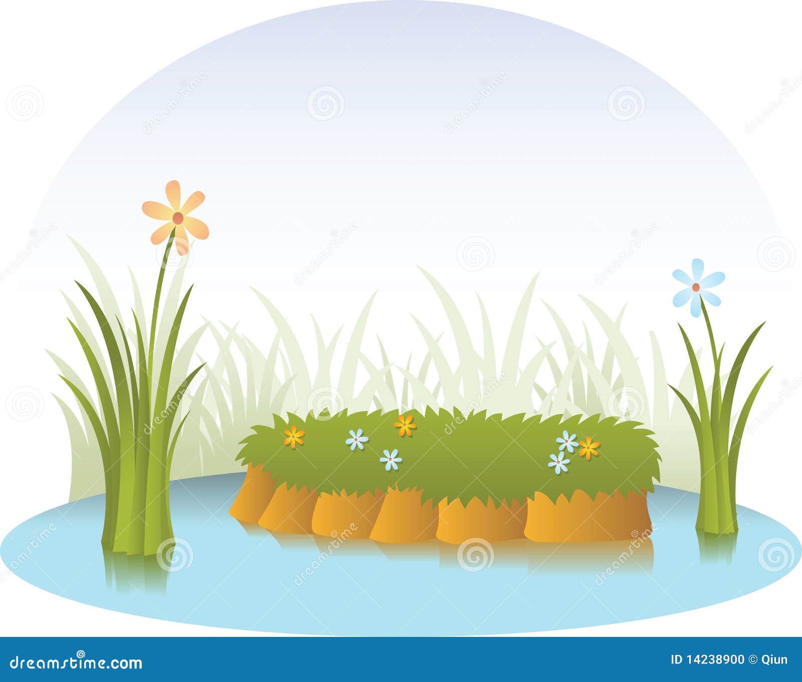 Little Pond stock vector. Illustration of nature, grass - 14238900