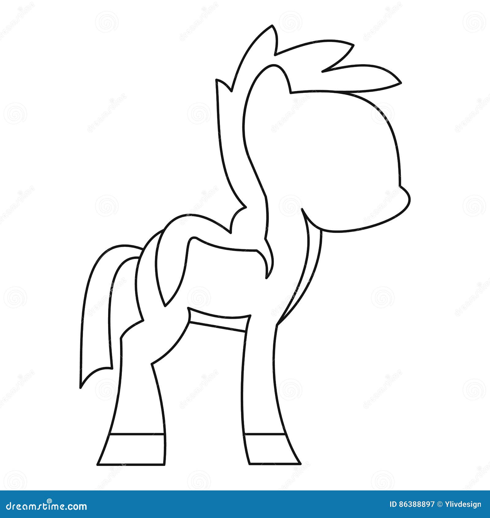 Little Pony Icon, Outline Style Stock Vector - Illustration of childish ...