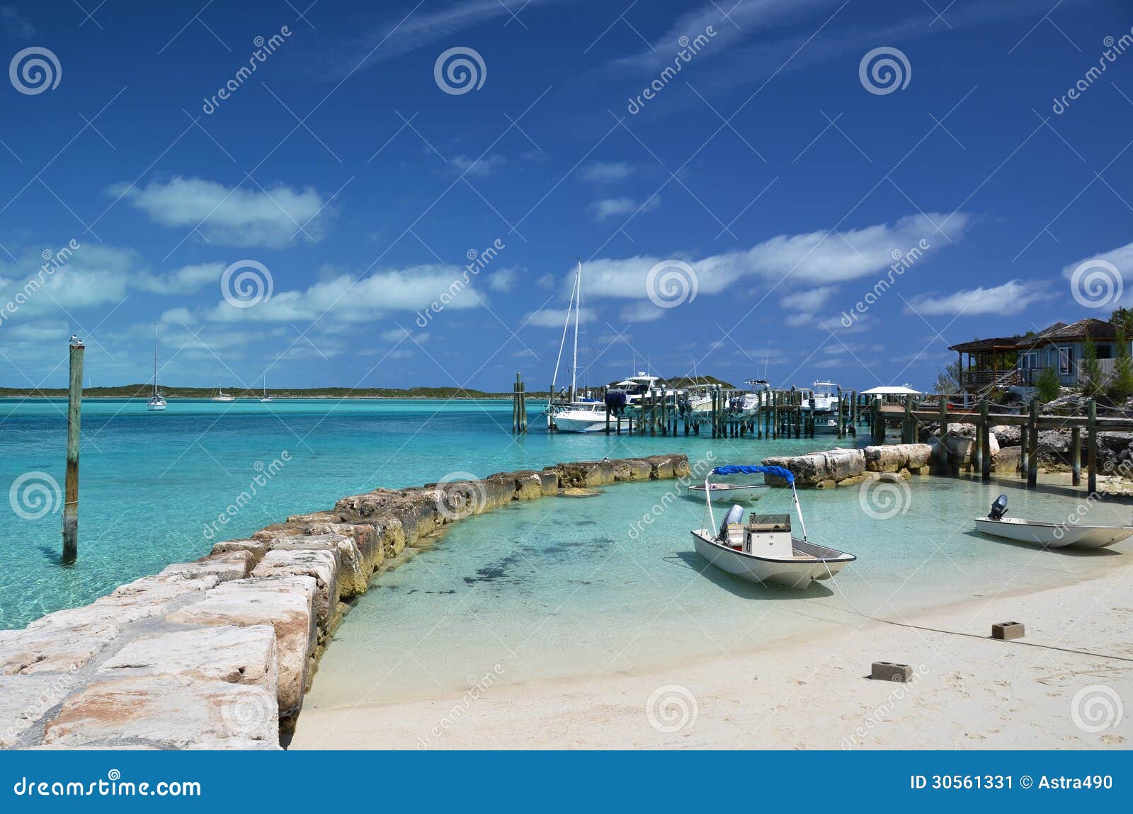 Little port at Exuma Cays stock image. Image of sandy - 30561331