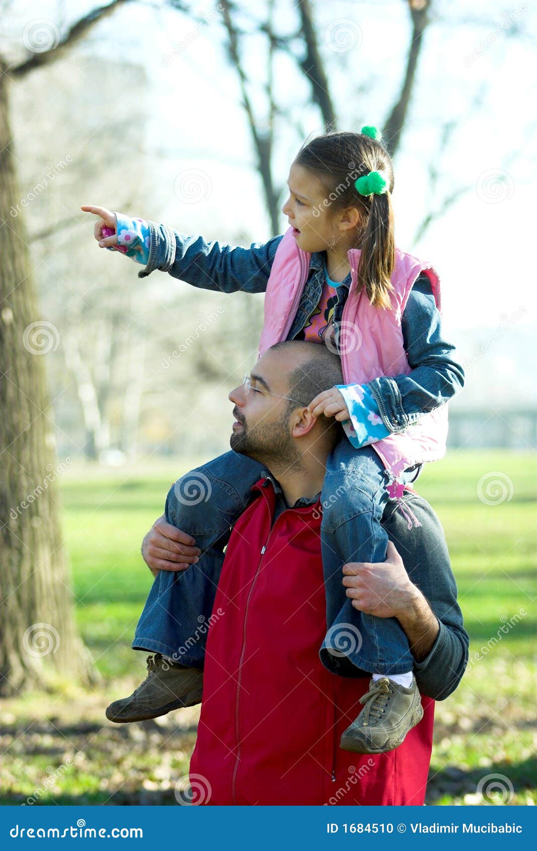 Little Pretty Child on Father Shoulder Stock Photo - Image of ...