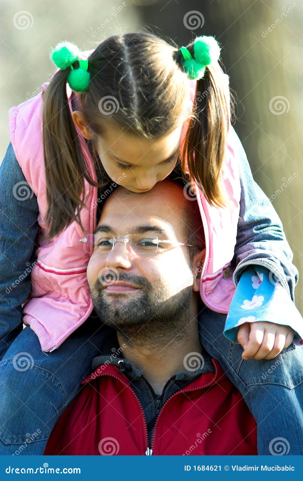 Little Pretty Child On Father Shoulder Stock Image | CartoonDealer.com ...