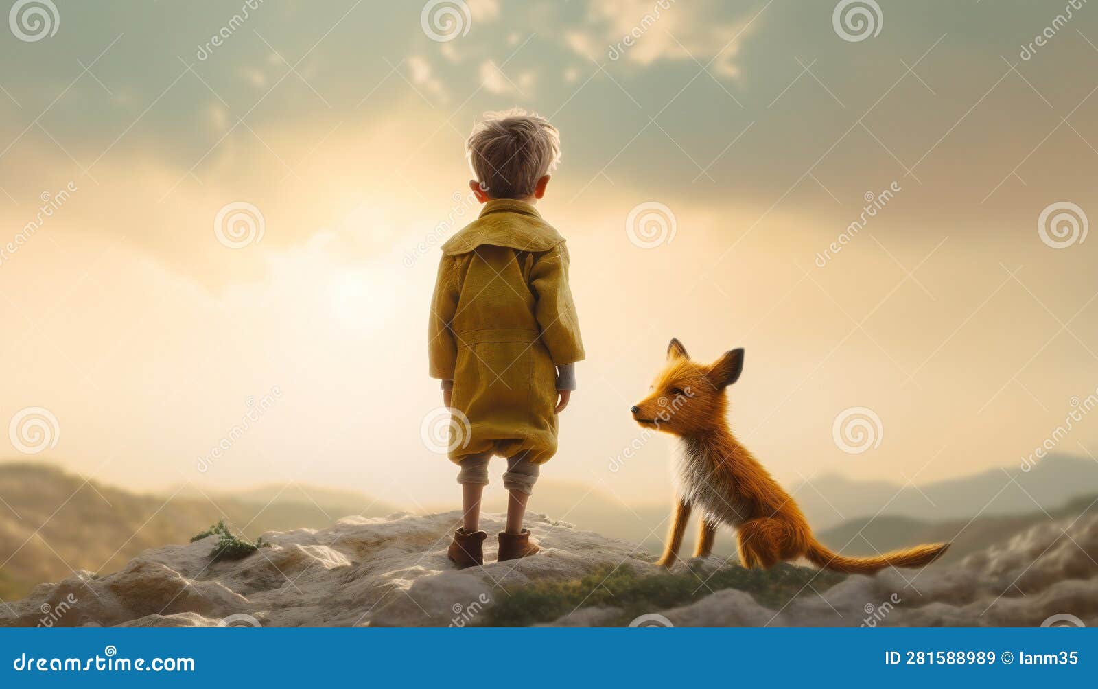 The Little Prince and the Fox Stock Illustration - Illustration of ...