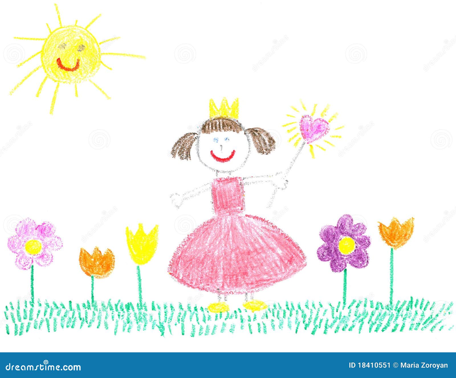 Little Princess with Beautiful Flowers Stock Illustration ...