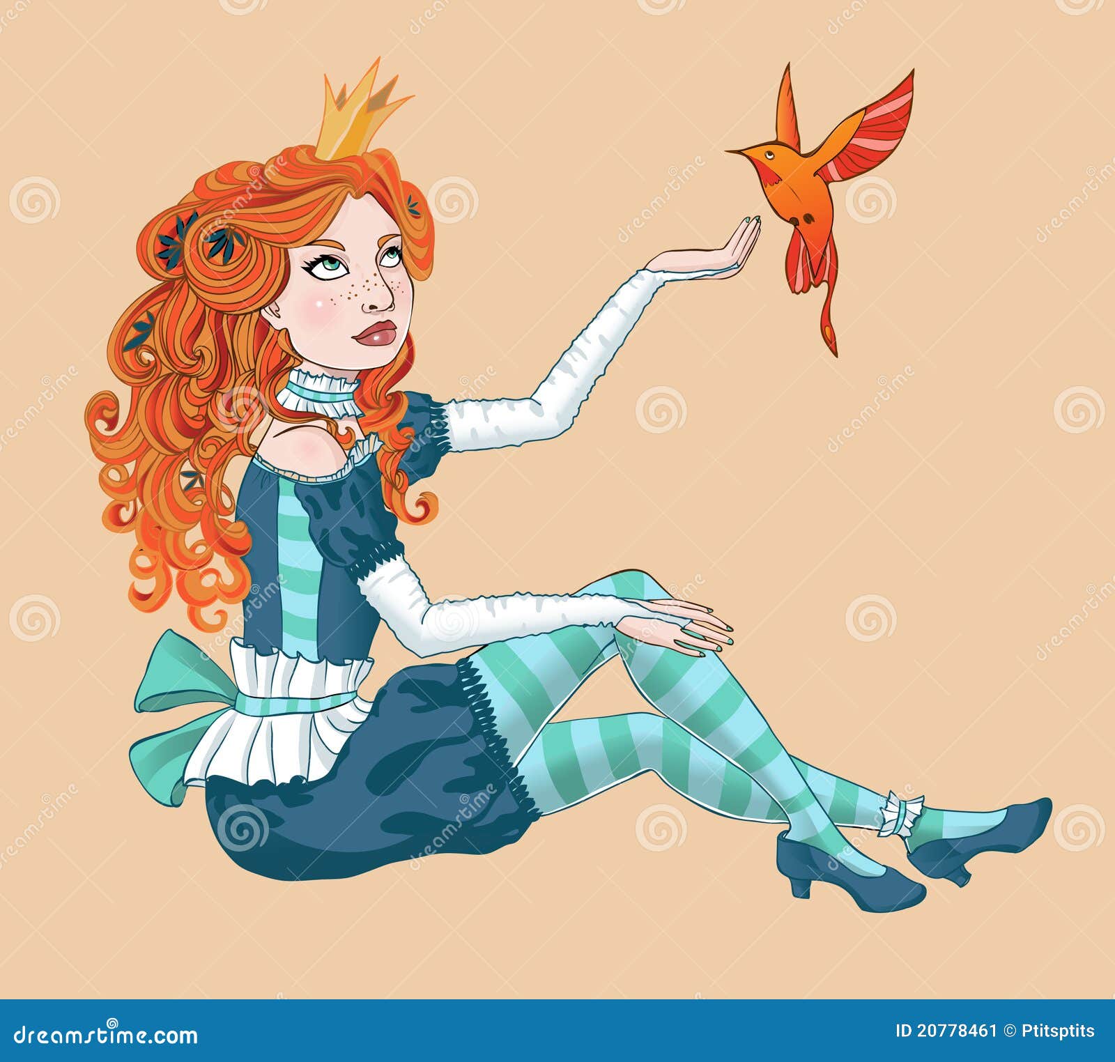 Little Princess with a Bird Stock Vector - Illustration of small, girls ...