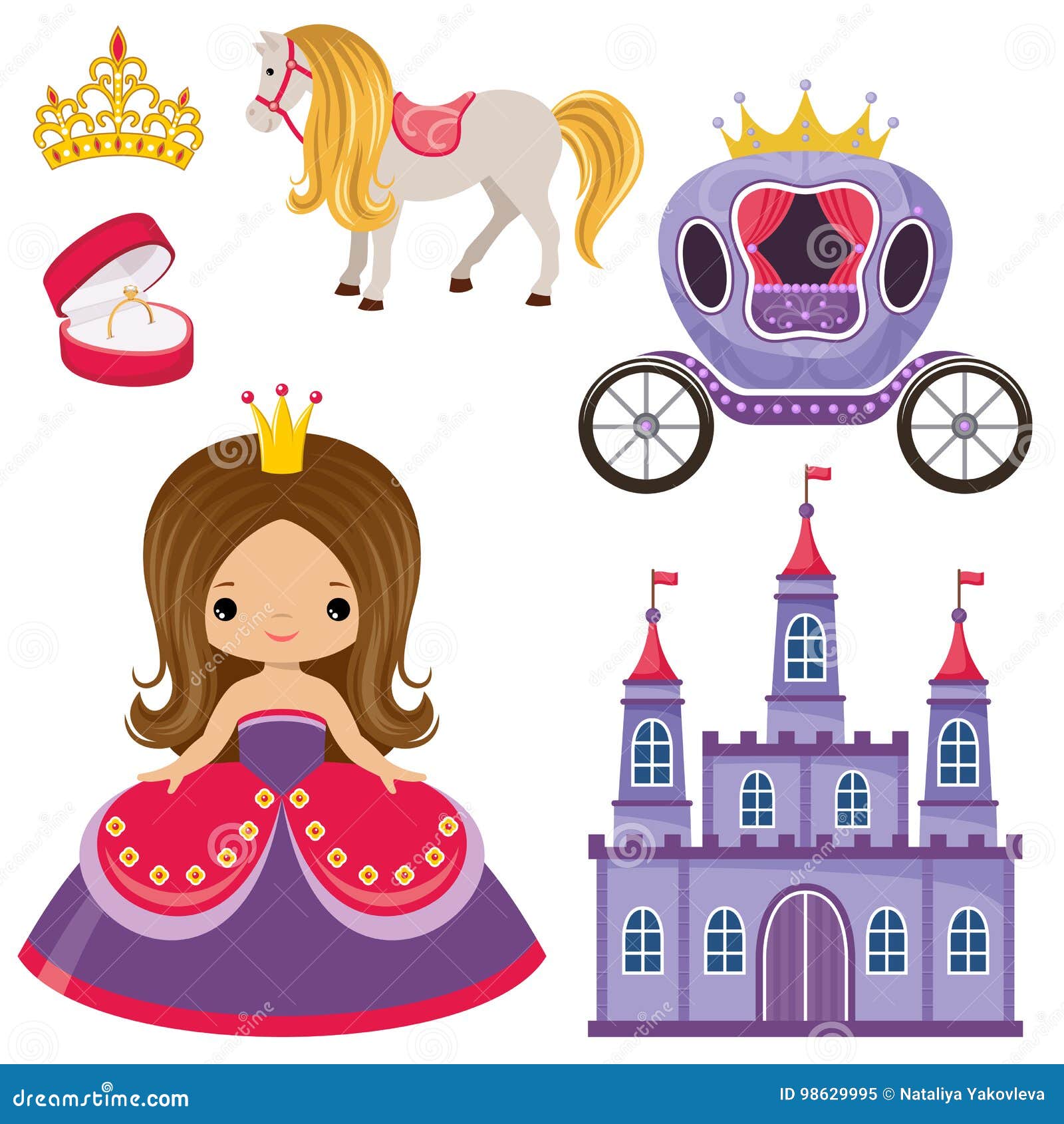 Little Princess, Castle and Carriage Stock Vector - Illustration of ...