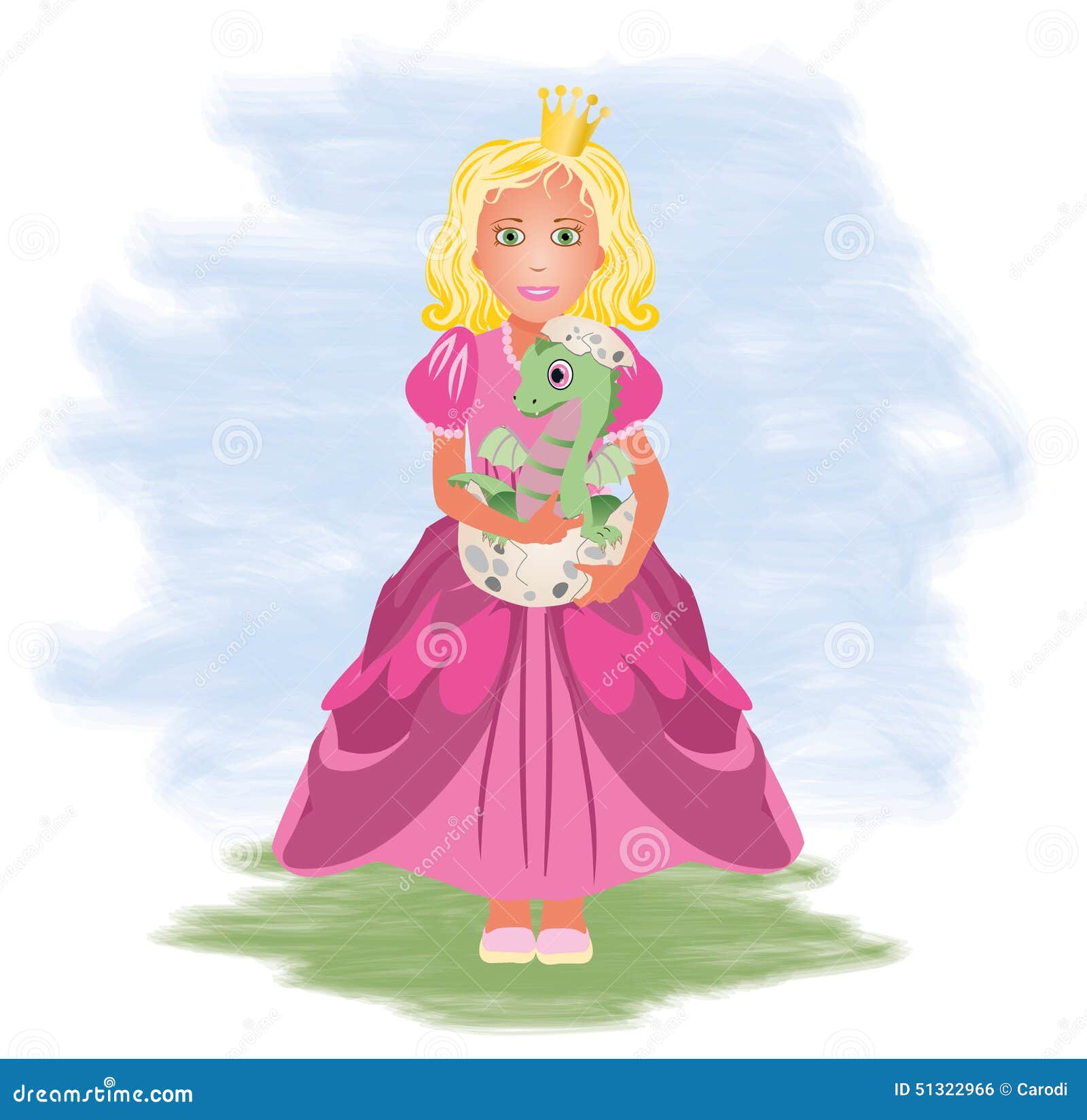Little princess and dragon stock vector. Illustration of baby - 51322966