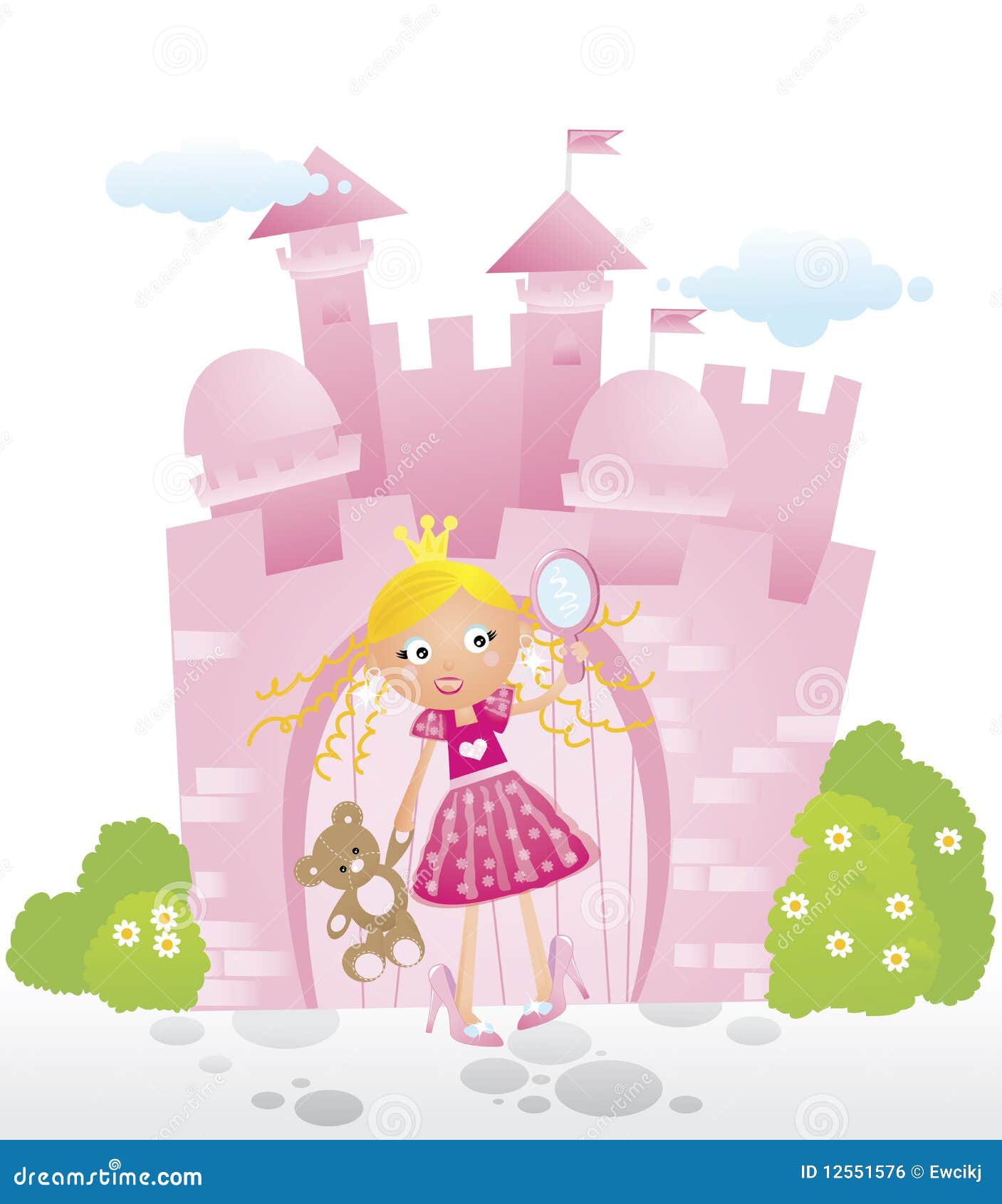 Little Princess in Front of Her Castle Stock Vector - Illustration of ...
