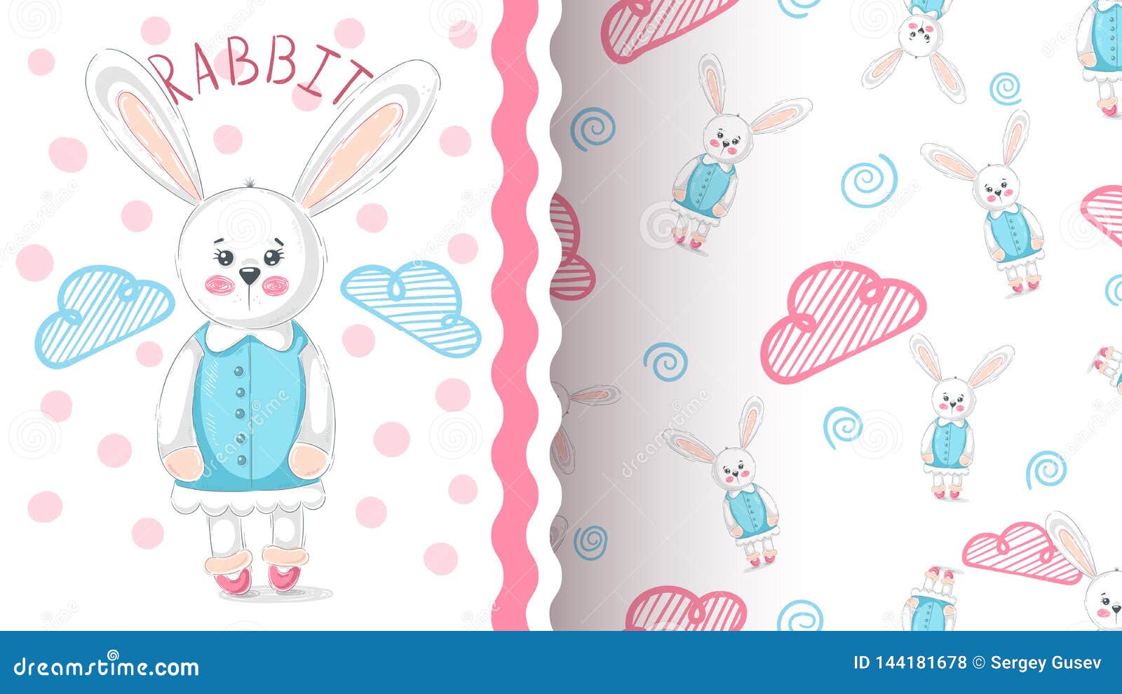 Little Princess Rabbit - Seamless Pattern Stock Vector - Illustration ...