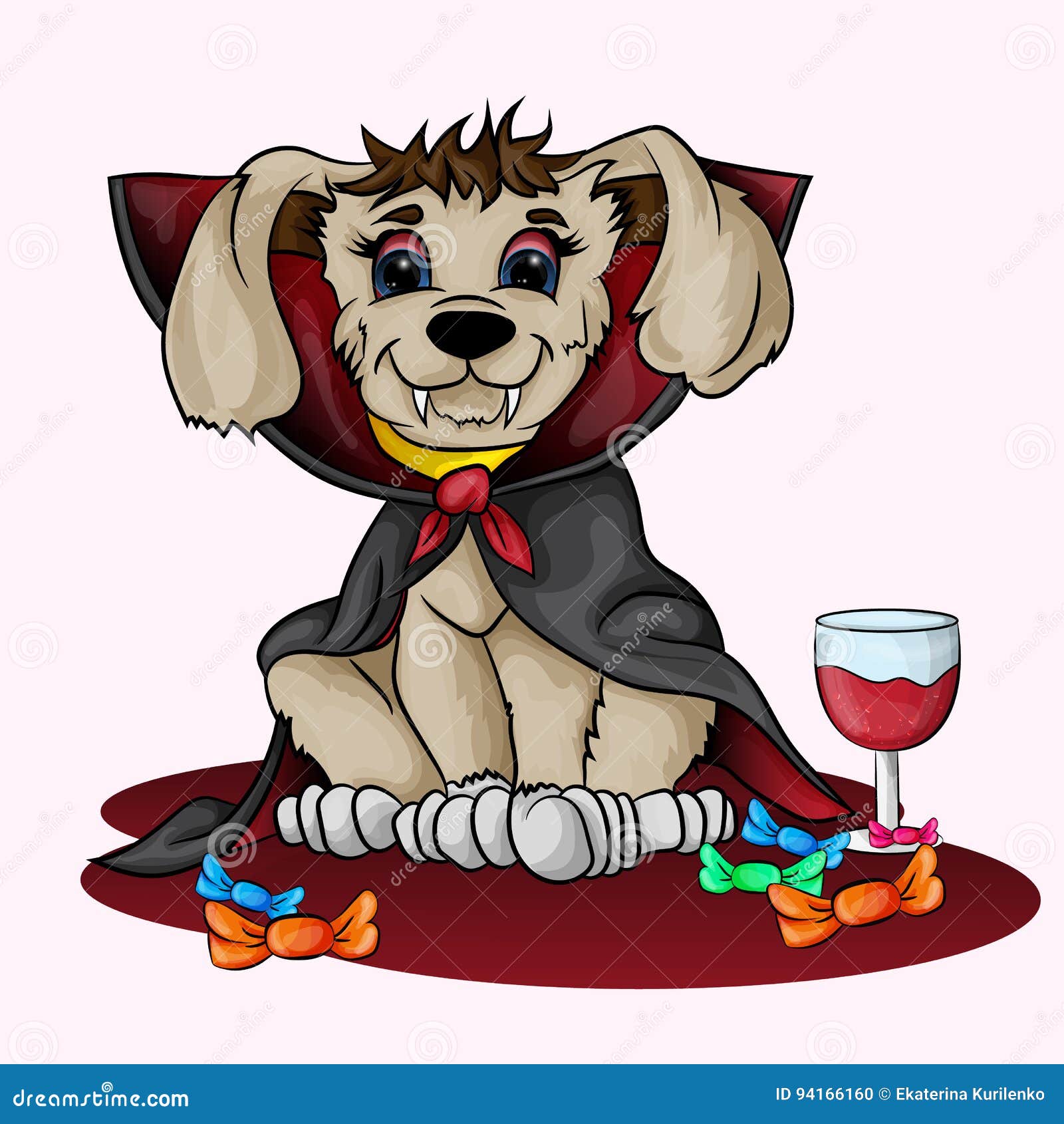 Little Puppy in a Vampire Costume Stock Vector - Illustration of sweets ...