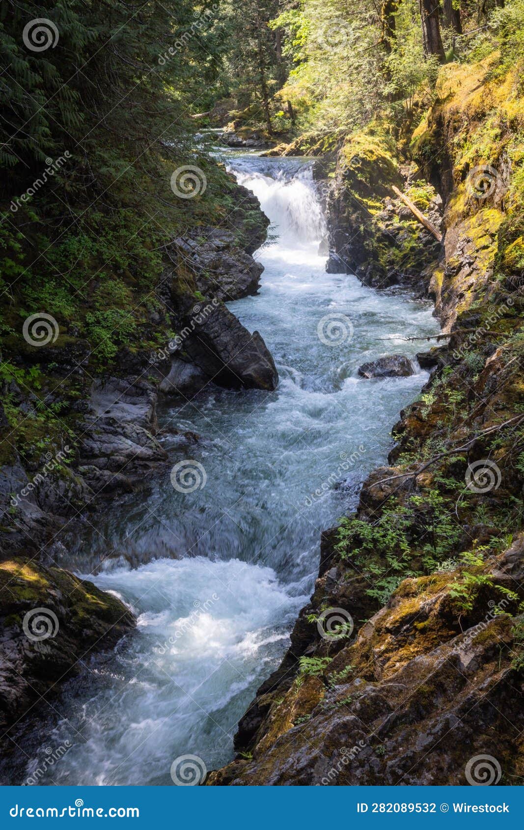 Little Qualicum Falls Flows into the River Stock Photo - Image of ...