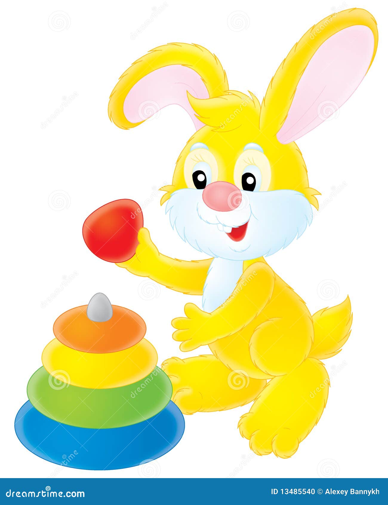 Little Rabbit Builds a Toy Pyramid Stock Illustration - Illustration of ...