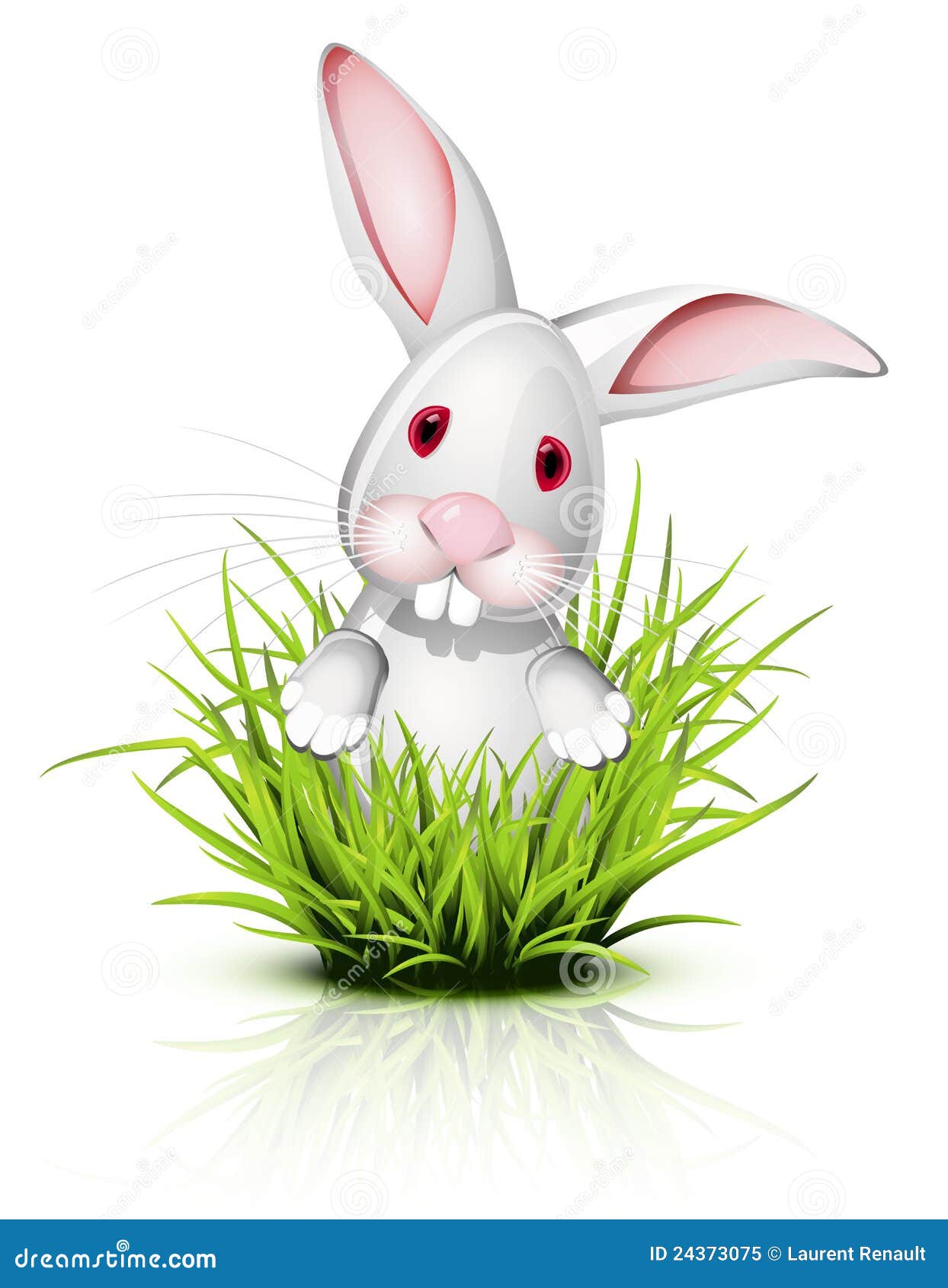 Little rabbit on grass stock vector. Illustration of adorable - 24373075