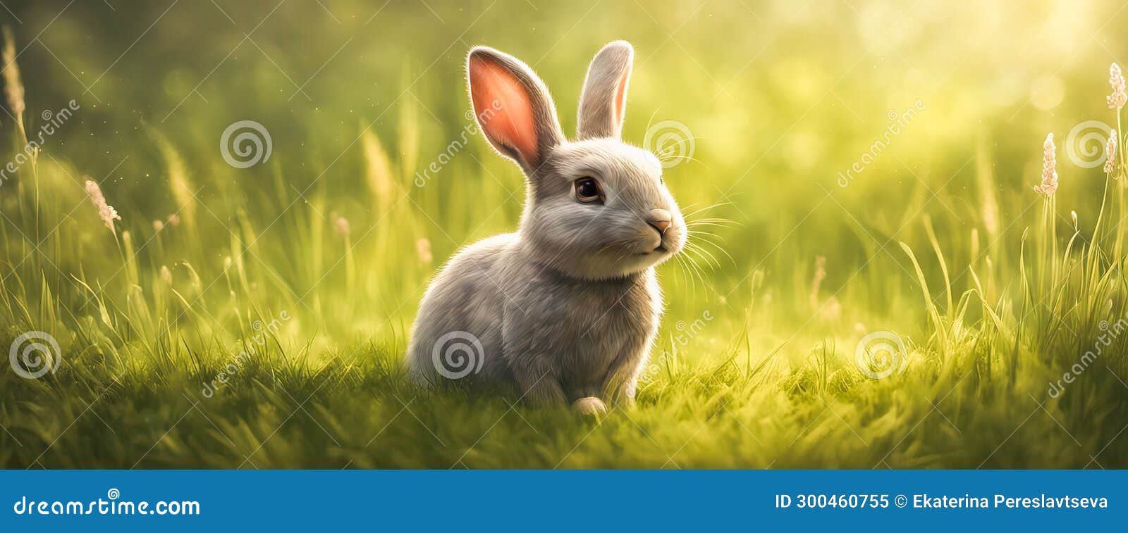 A Little Rabbit on the Green Grass on a Spring Day. Stock Image - Image ...