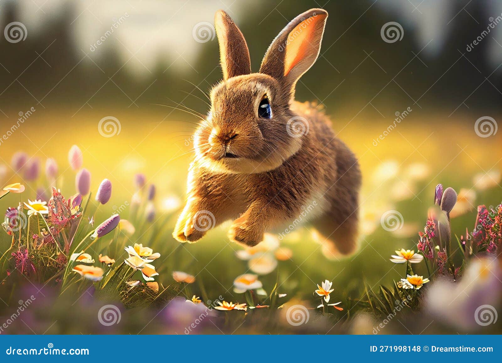 Little Rabbit on Green Grass in Summer Day Stock Illustration ...
