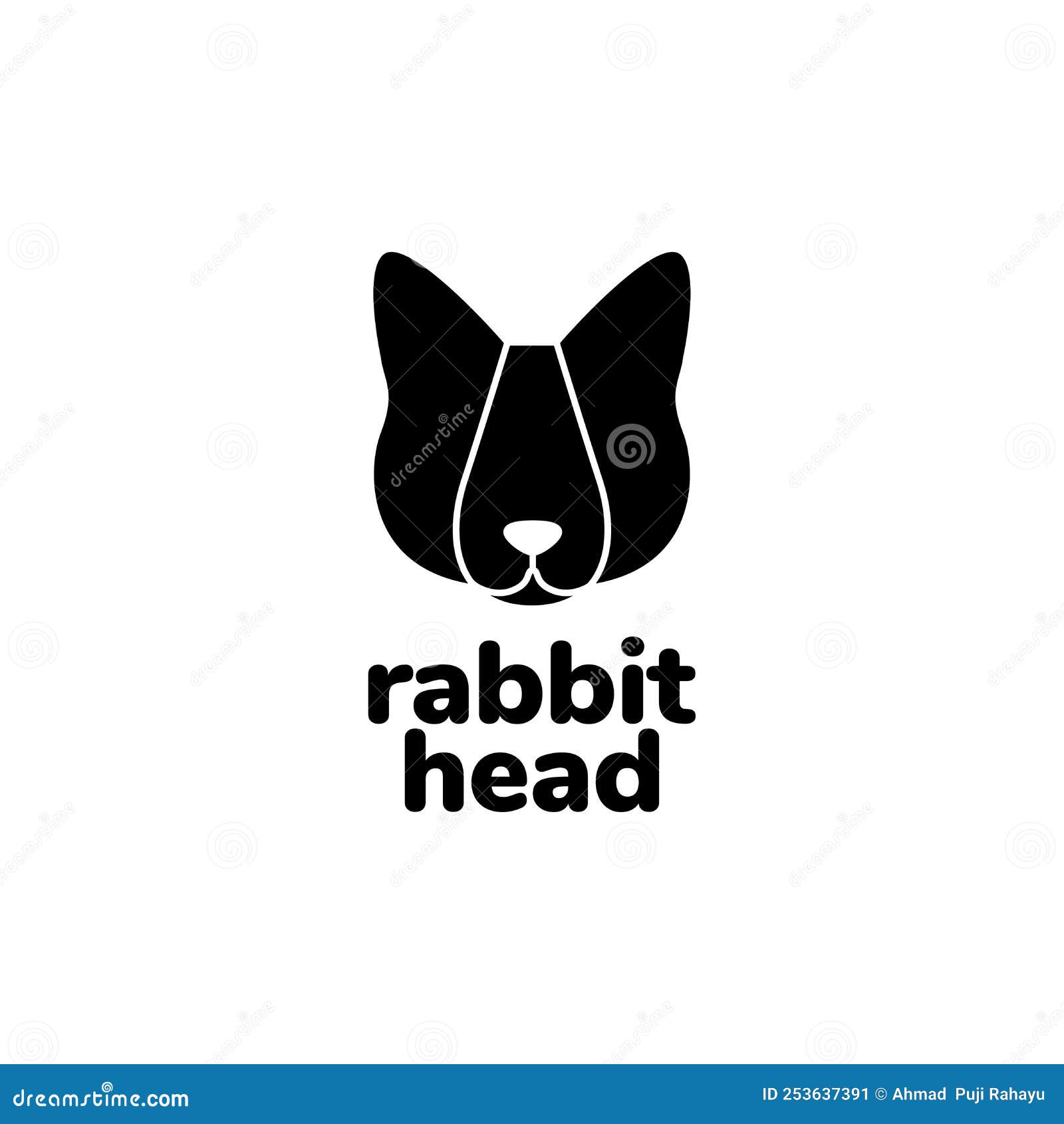 Little Rabbit Short Ears Logo Design Stock Vector - Illustration of ...
