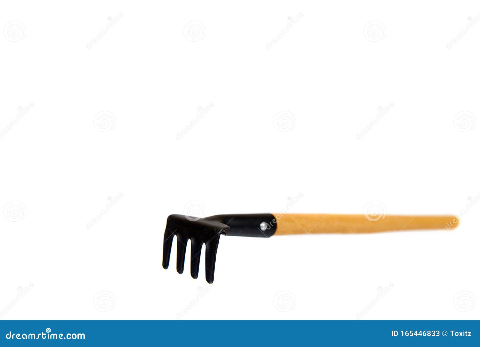 Little Rake, Wooden Handle, Decorative Tools. Isolated Stock Image ...