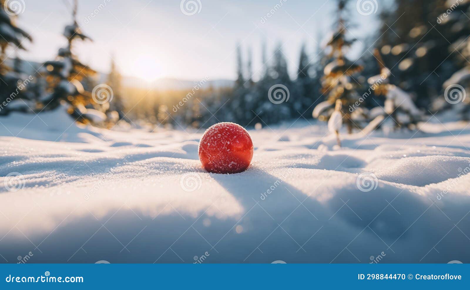 Little Red Ball on the Snow Ground Stock Illustration - Illustration of ...