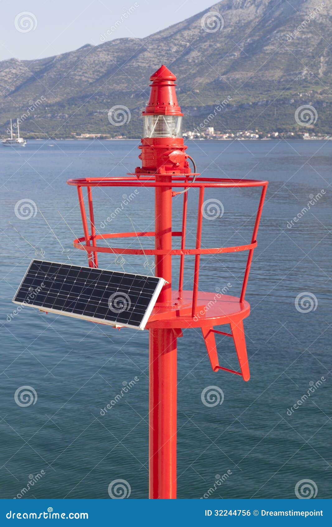 Little Red Beacon, Solar Powered Stock Photo - Image of panel, beach ...
