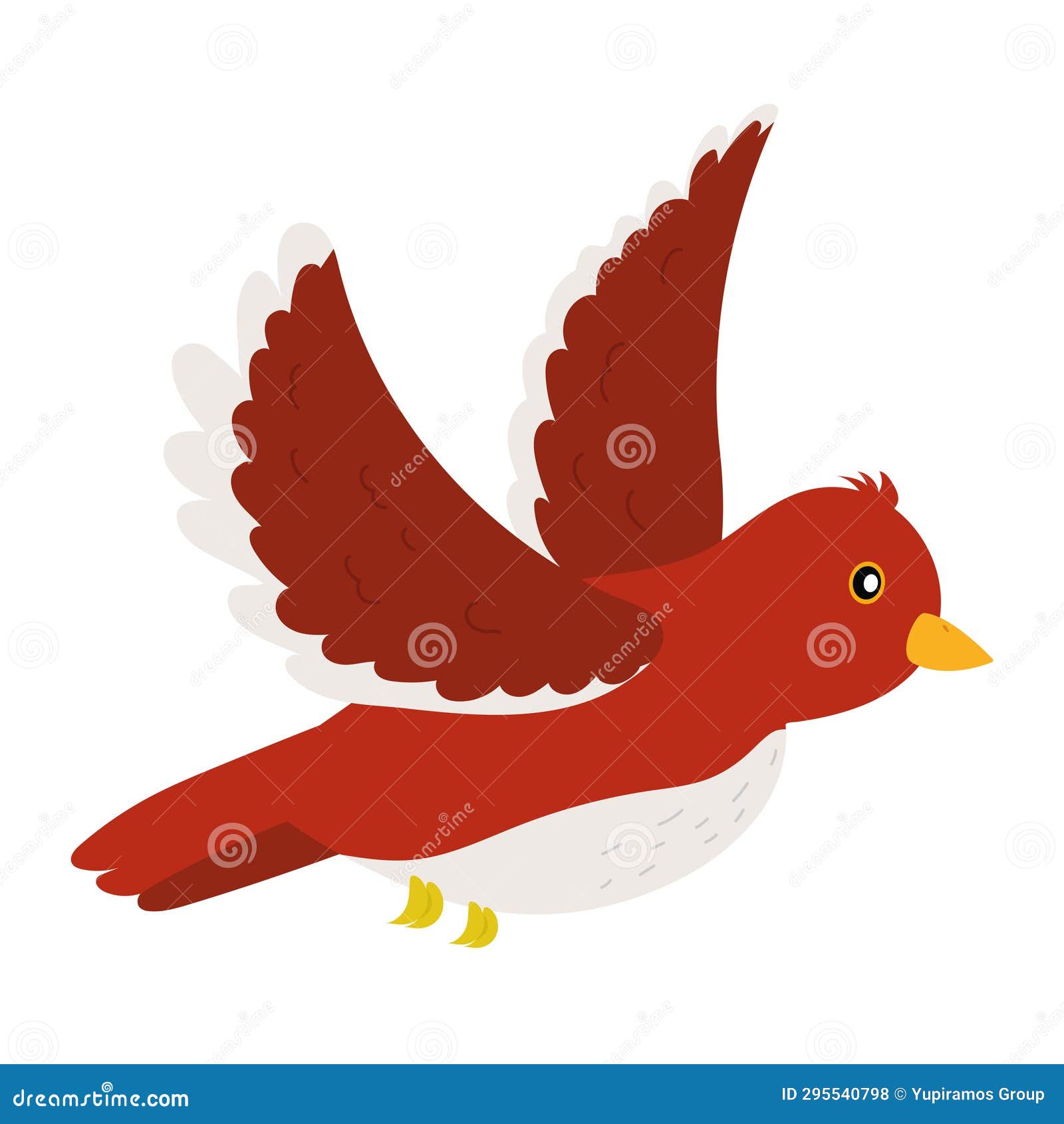 Little red bird flying stock vector. Illustration of beak - 295540798