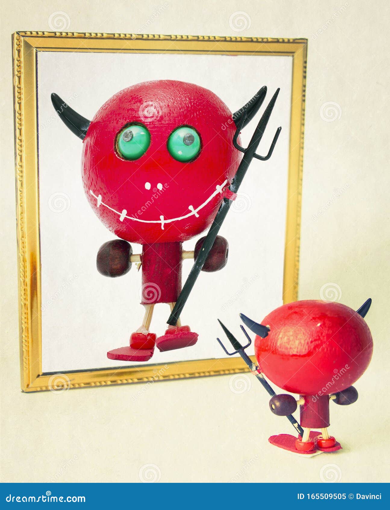 Little Red Devil in the Mirror Self Esteem Stock Image - Image of crazy ...