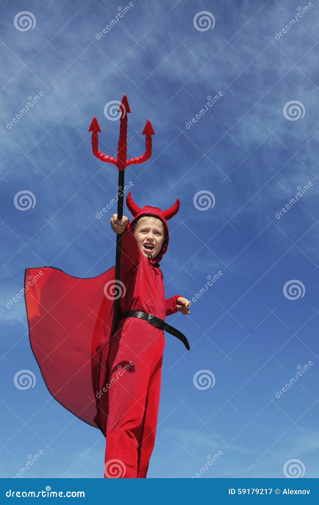 Little Red Devil Standing with a Trident Stock Image - Image of ...