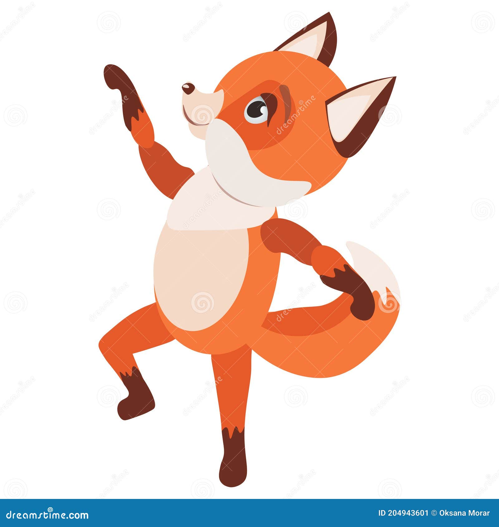 Little Red Fox is Happy Dancing Stock Illustration - Illustration of ...